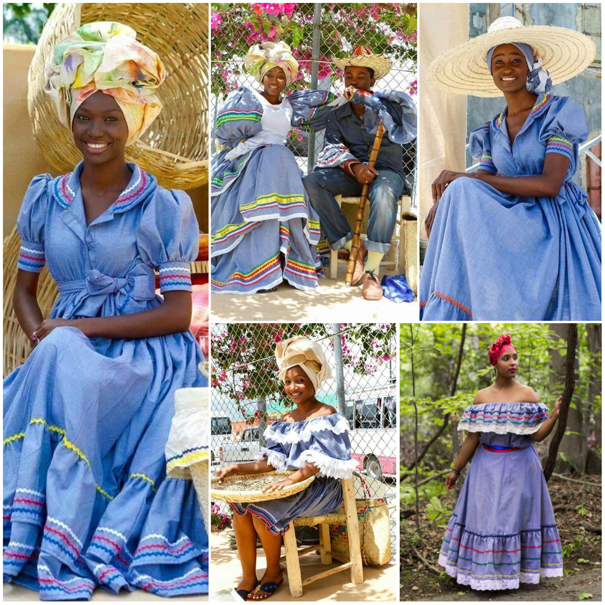 Traditional Slay Women Wearing The Karabela Attire From The Caribbean