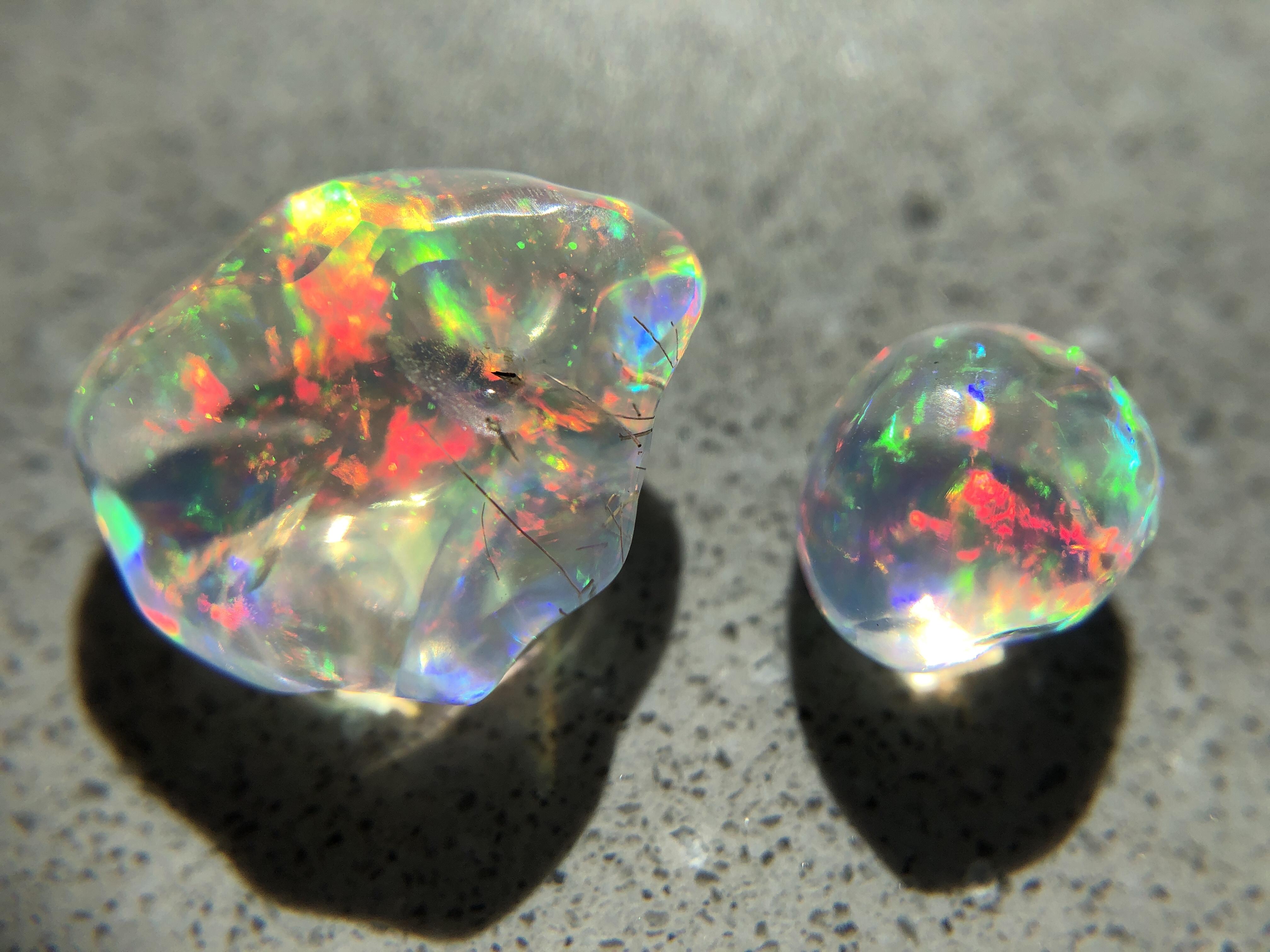 Transparent and full of fire Mexican Crystal Opals | Scrolller