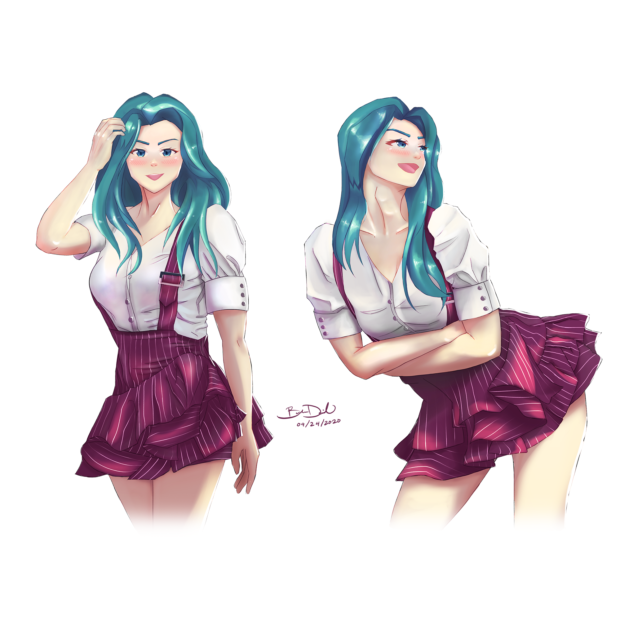 Tried drawing the same girl in 2 different poses | Scrolller