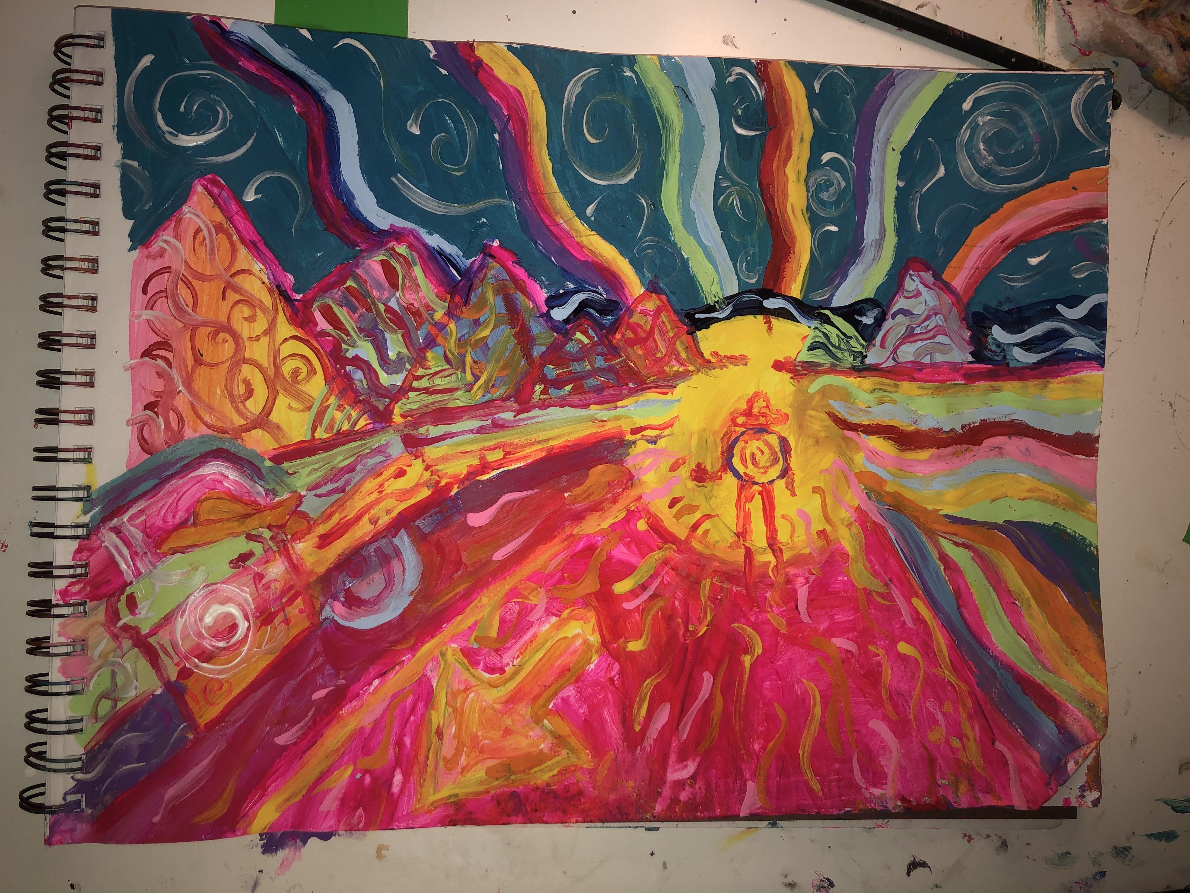 Tried painting while tripping for the third time first time solo~150 ug~happy tripping folks ...