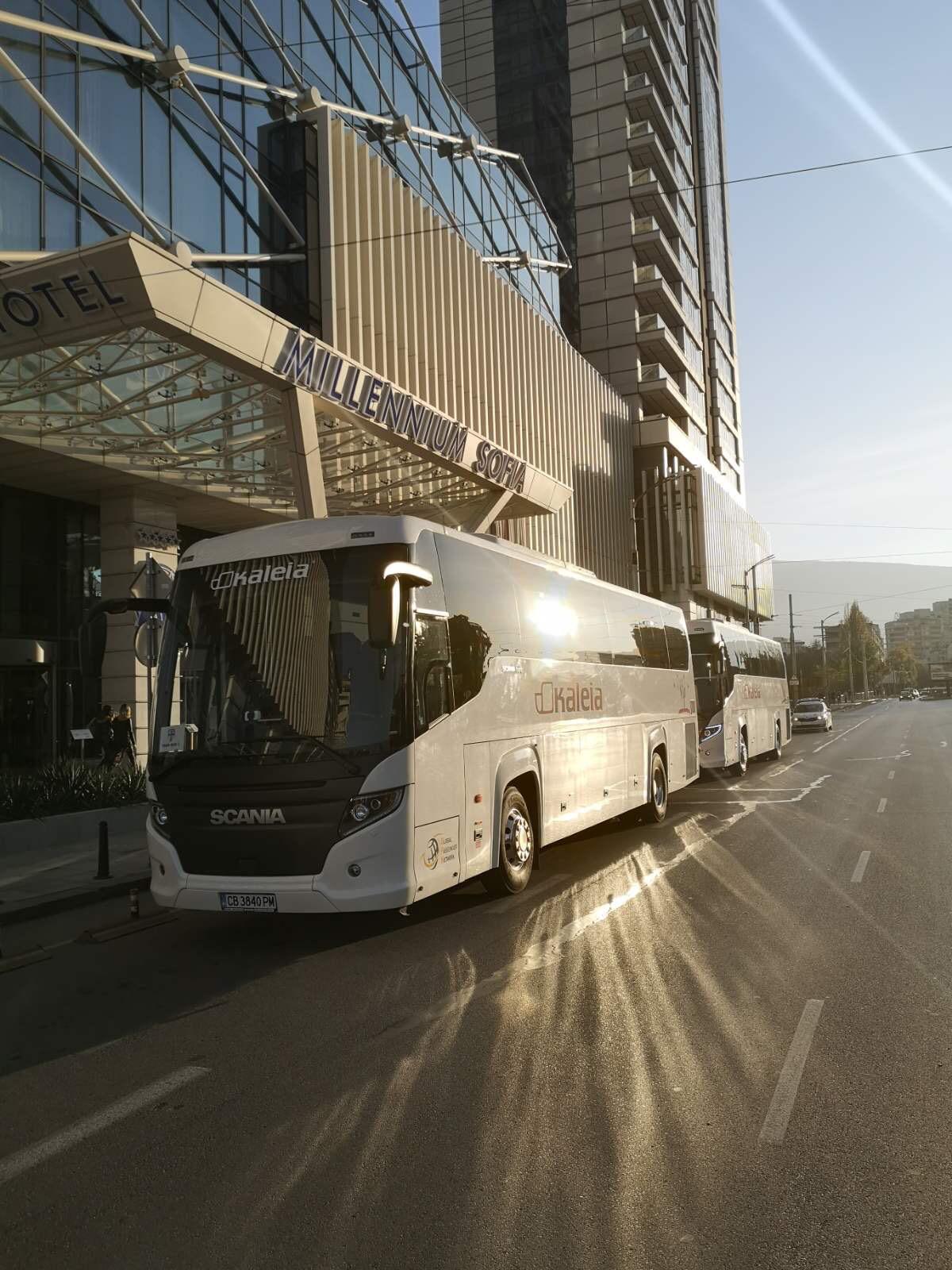 Two Scania Touring coaches in Sofia, Bulgaria. | Scrolller