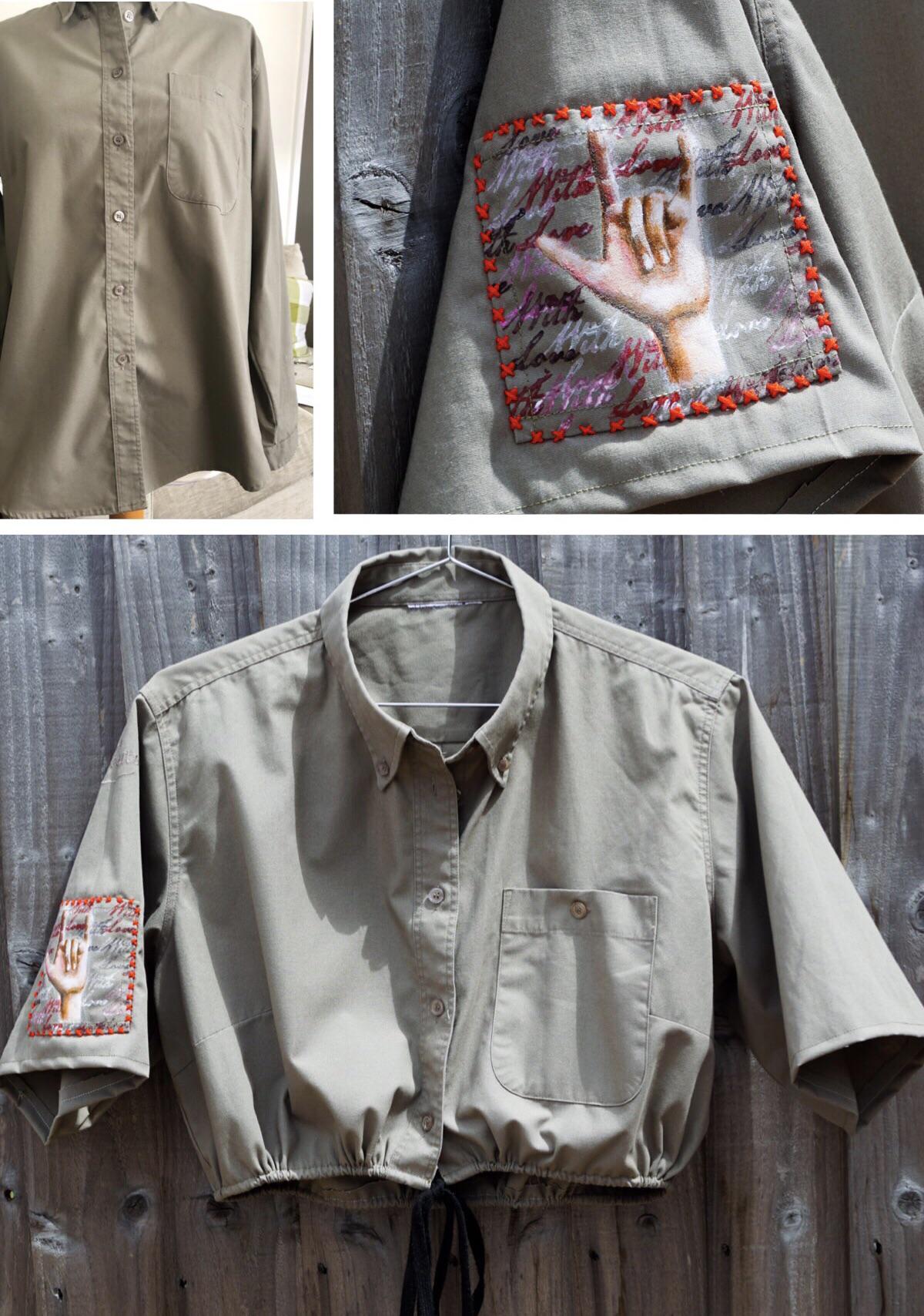 Upcycled scouts shirt with a hand painted patch and adjustable tie waist 🤟🏽 | Scrolller