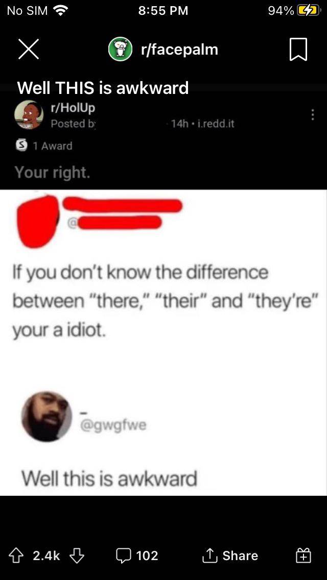 Using the wrong your was OP’s point | Scrolller