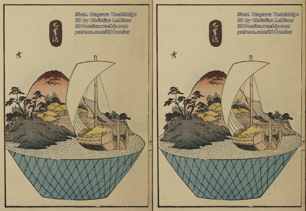 Utagawa Yoshishige, Potted Landscape - 2D to 3D Conversion [OC] | Scrolller
