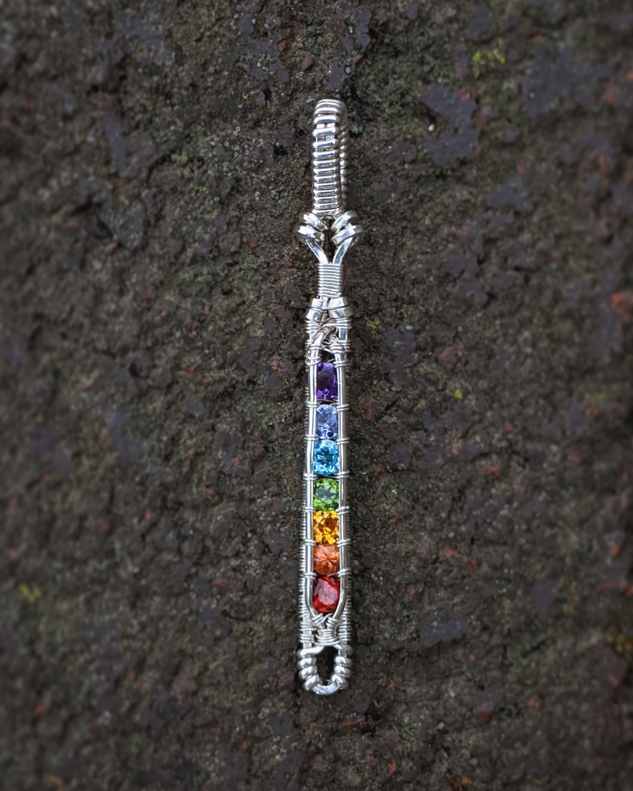 Visible Light Spectrum / Pride / Chakra wire-wrapped pendant I made and sold recently. 🙇‍♂️🌈 ...
