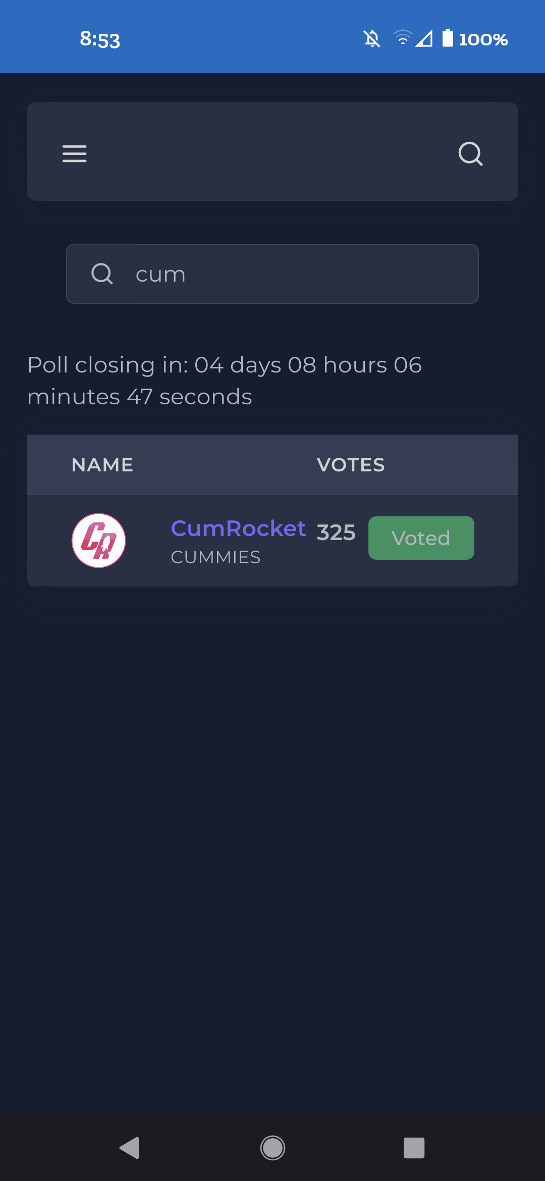 Voted for Cumrocket💦🚀🌑 | Scrolller