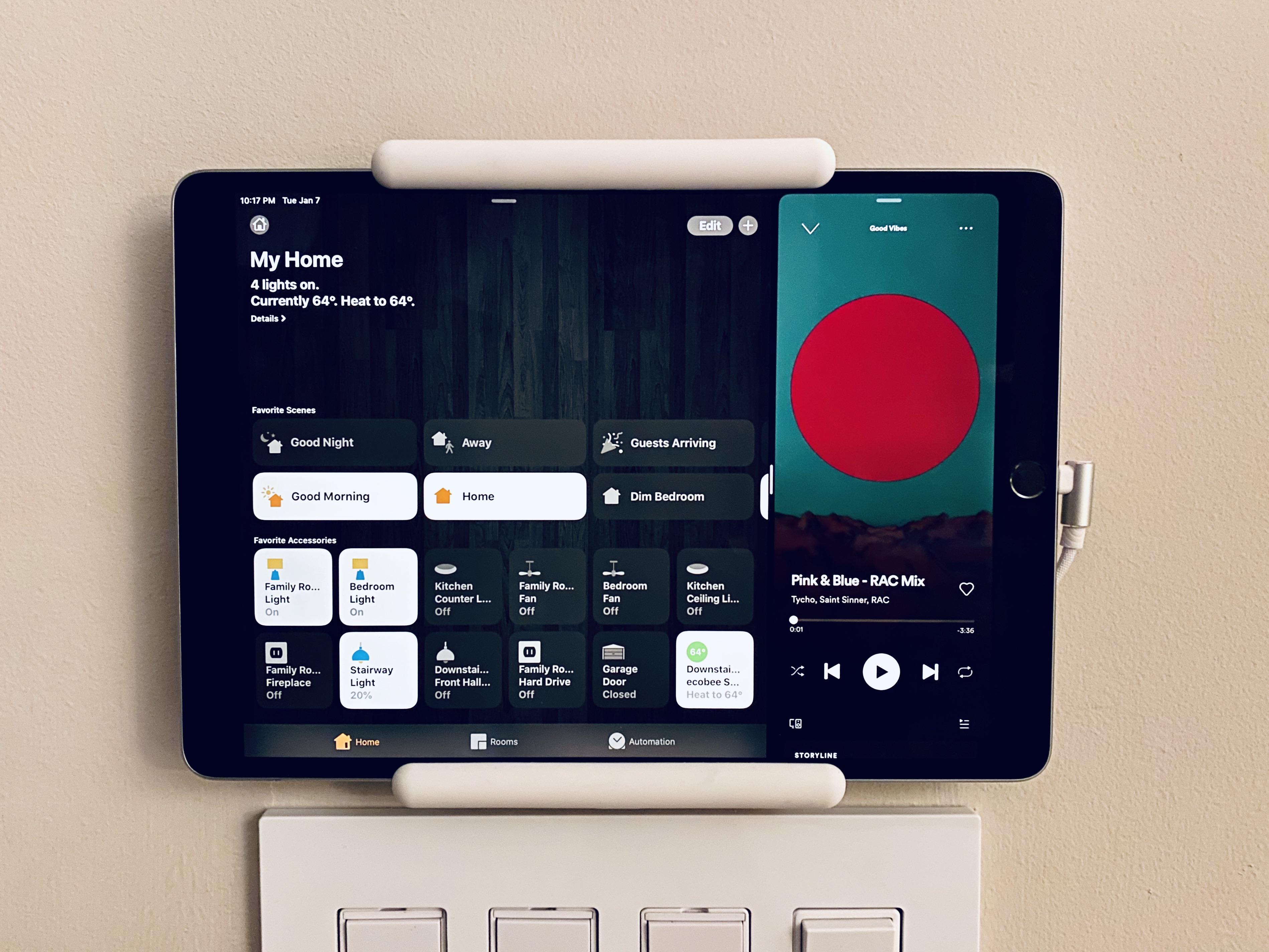 Wall mounted my old iPad Pro for dedicated HomeKit / Spotify control | Scrolller