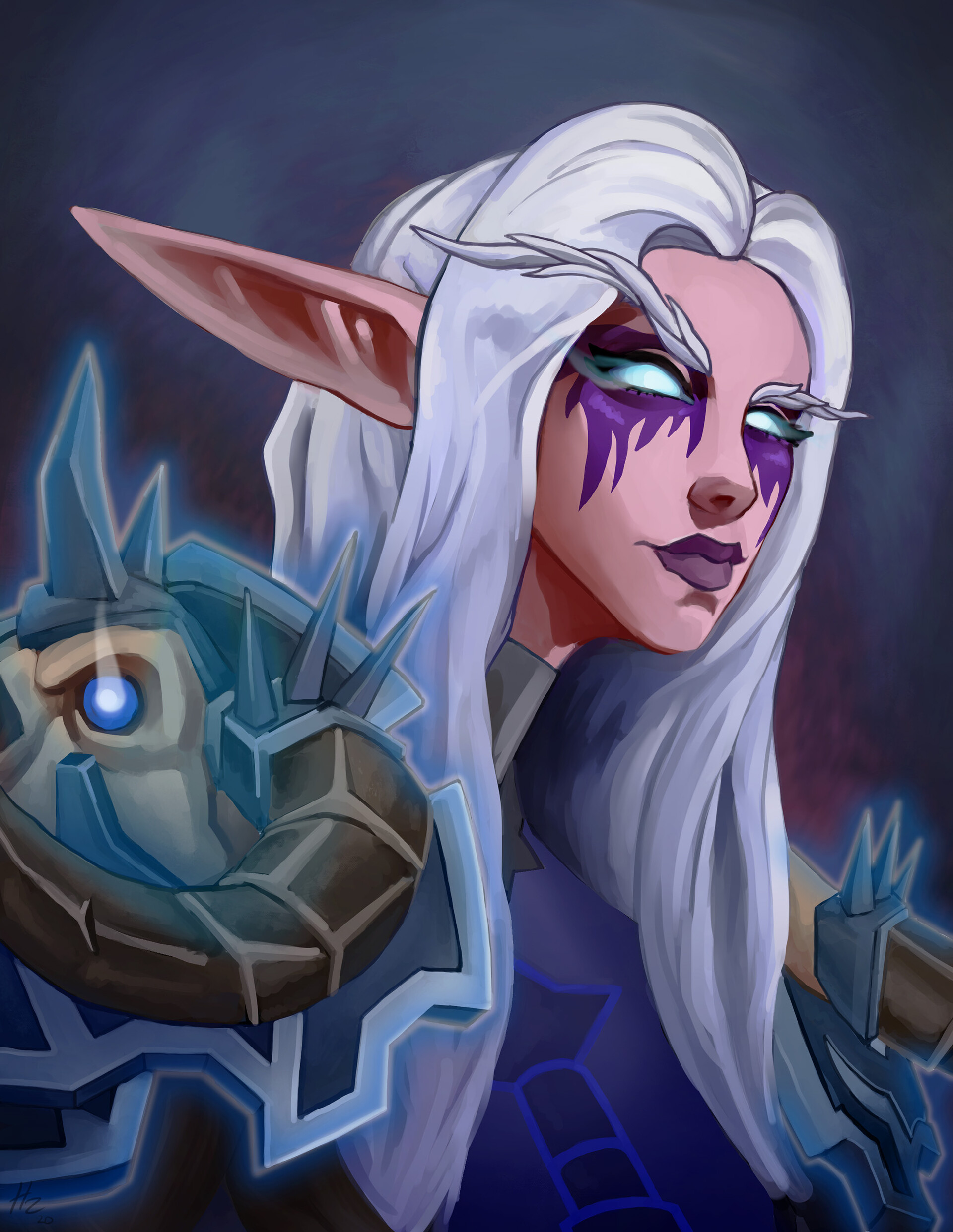 Was hyped for Shadowlands so I made a portrait of my Night Elf Death ...