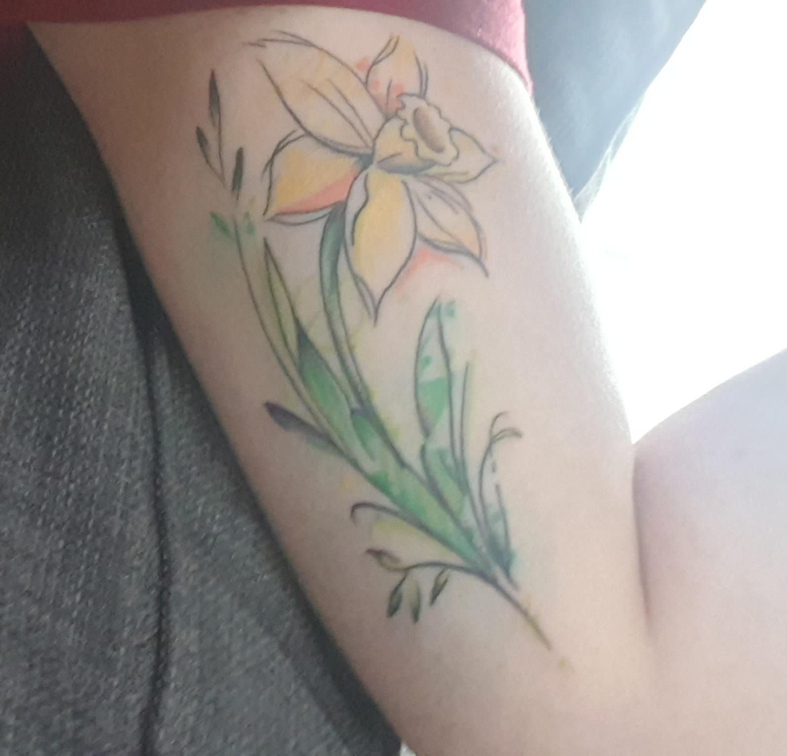 Watercolour Daffodil by Adam, Abstract Tattoo, Cleethorpes UK | Scrolller