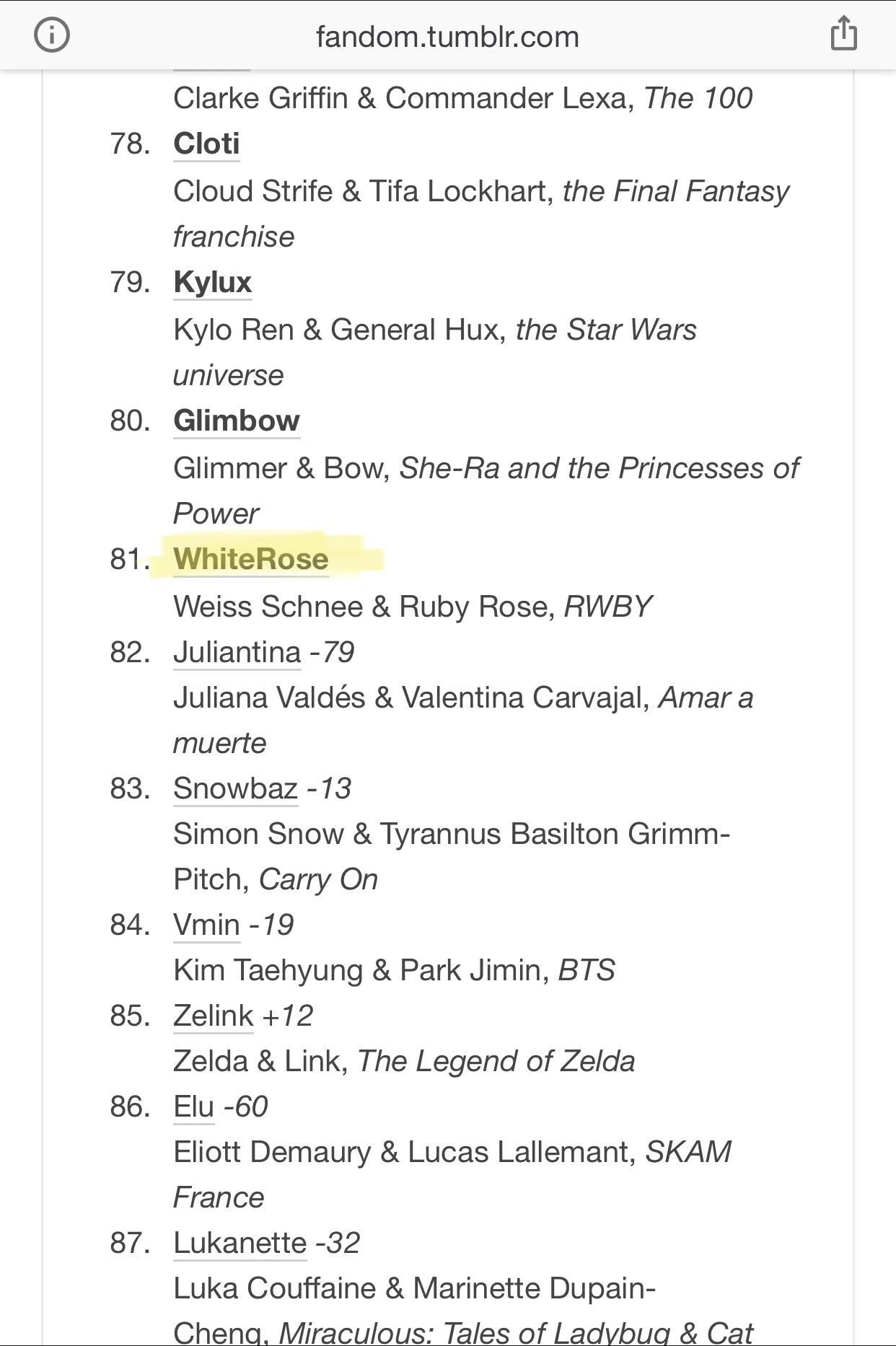 We need to bring this up next year!! Also Bumbleby was #12 (Tumblr 2020 top 100 ships) | Scrolller