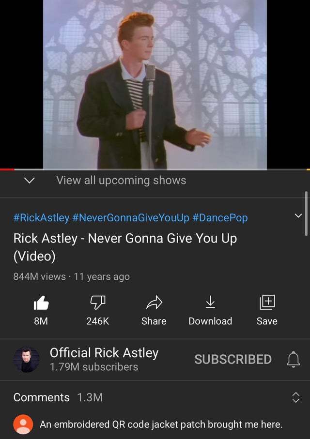 We need to Rick Roll like we never have before and get this video to 1 billion views before Rick ...