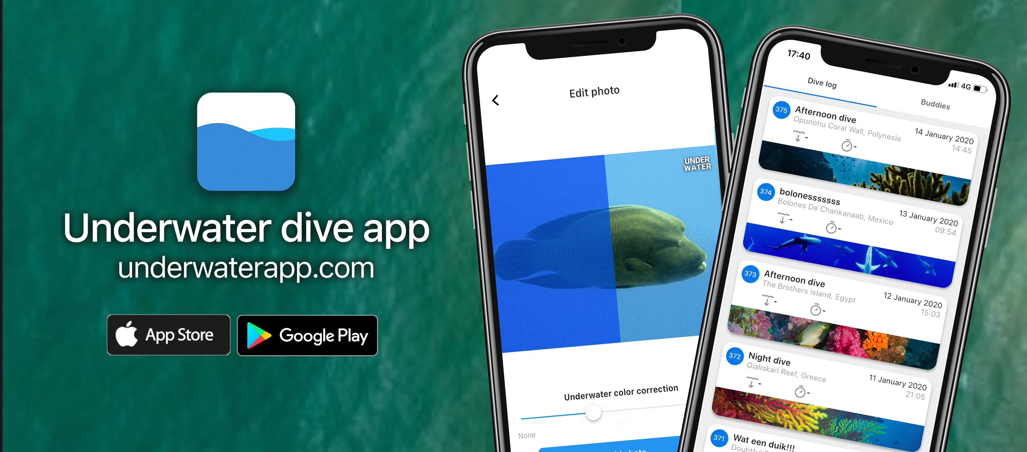 We updated our Underwater dive log app. You can now add photos to your log and color correct ...