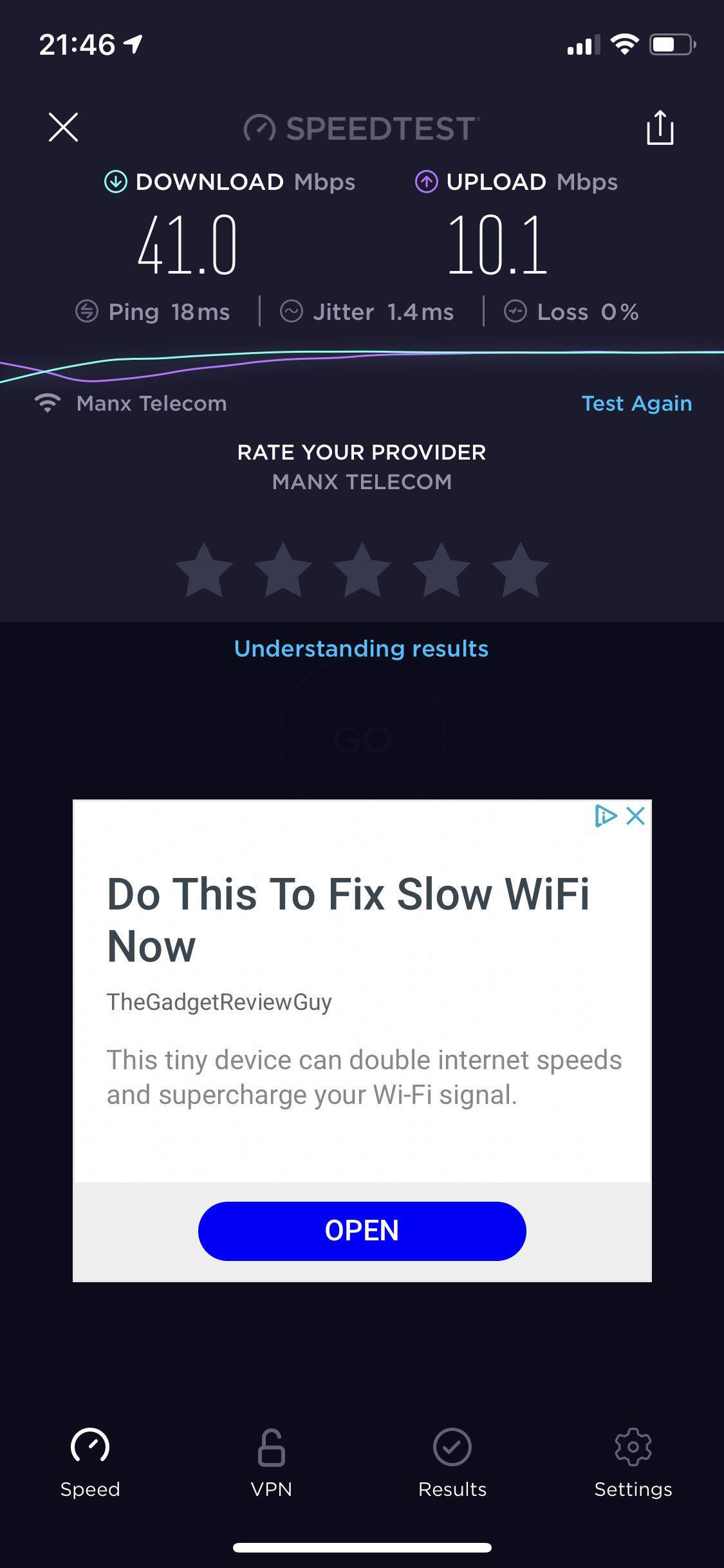 We were getting 2mbps on our old router. What an improvement. | Scrolller