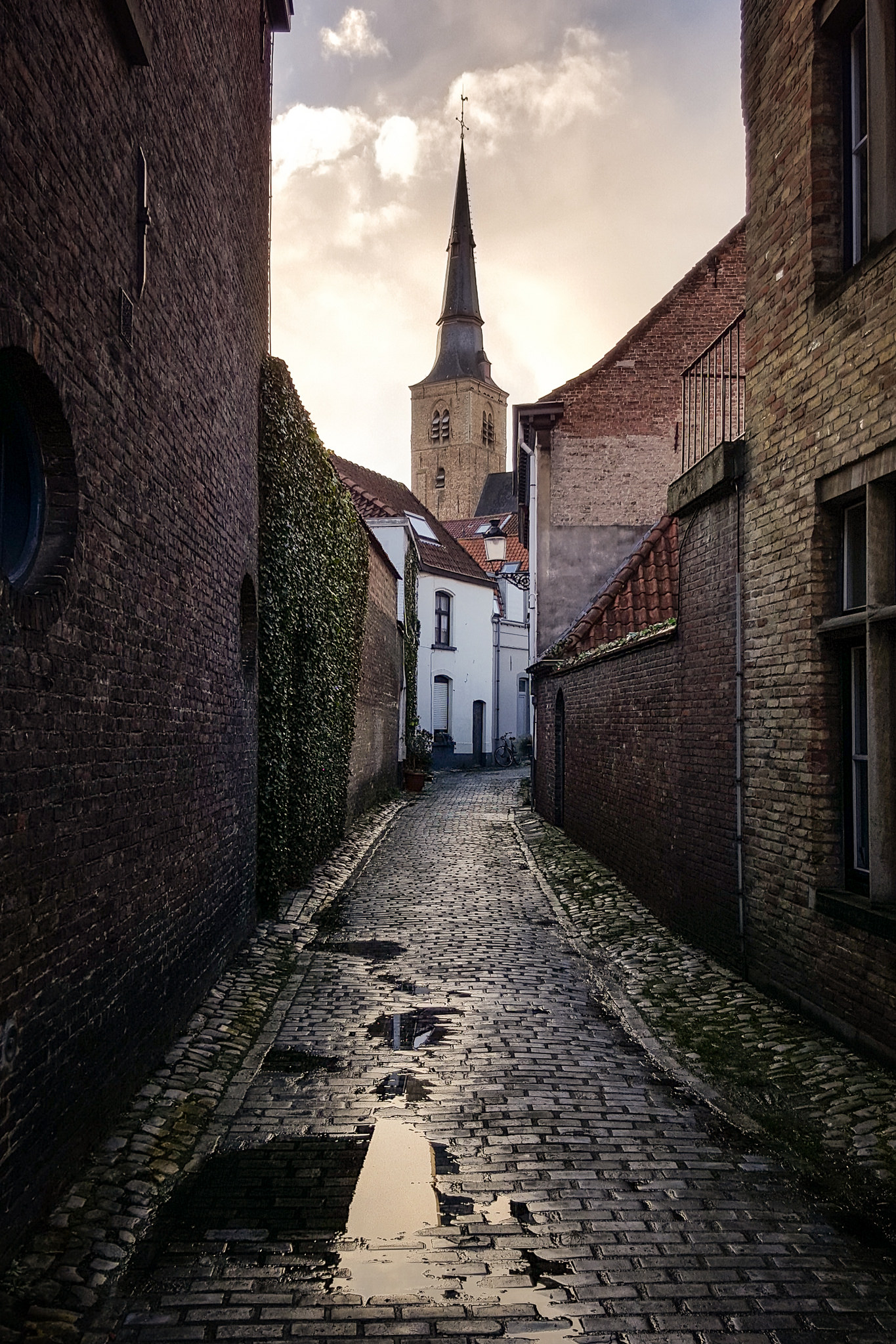 Wet cobblestones in Bruges, Belgium | Scrolller