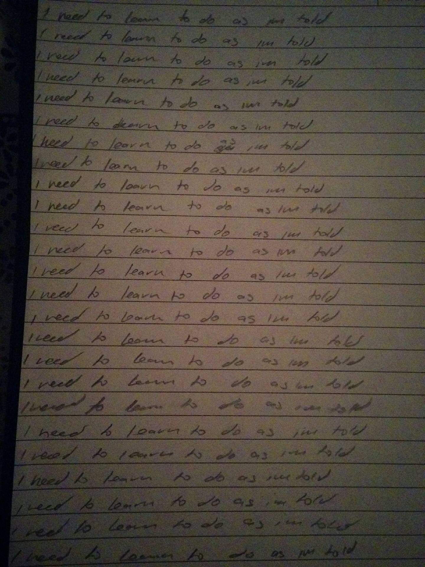 What do you all think about writing lines as punishment? would love to here from other doms as ...