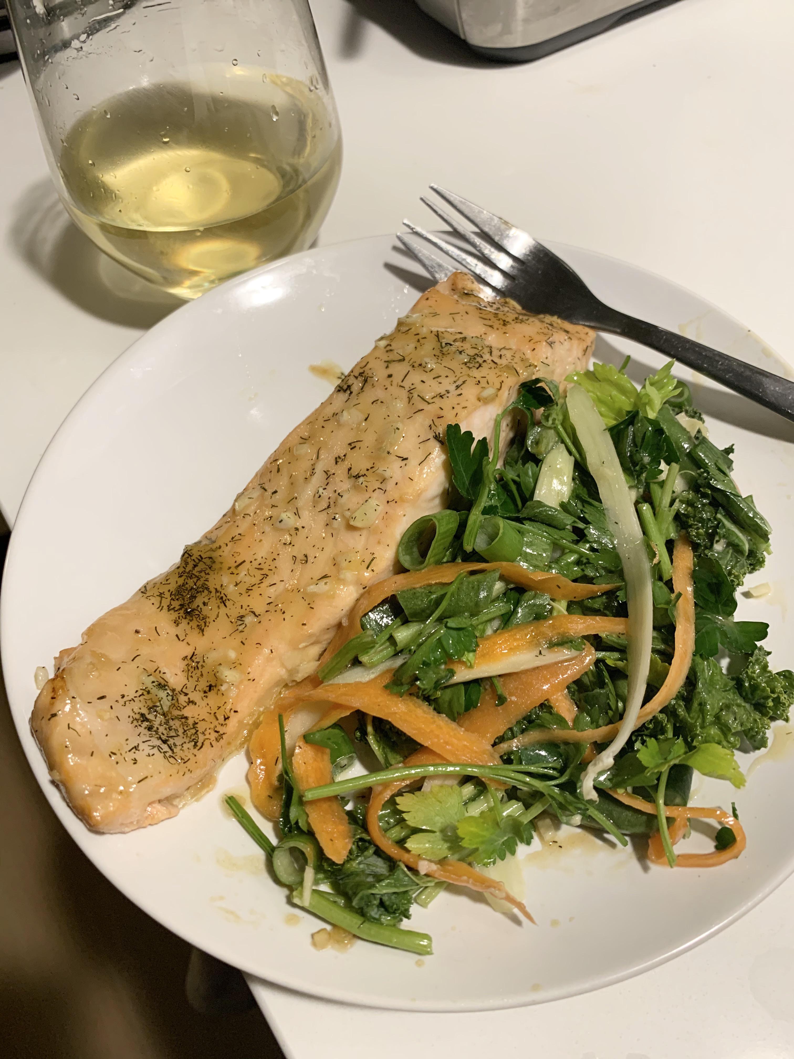 What was one of your first quarantine dishes you made? Mine was salmon with garlic sauce and an ...