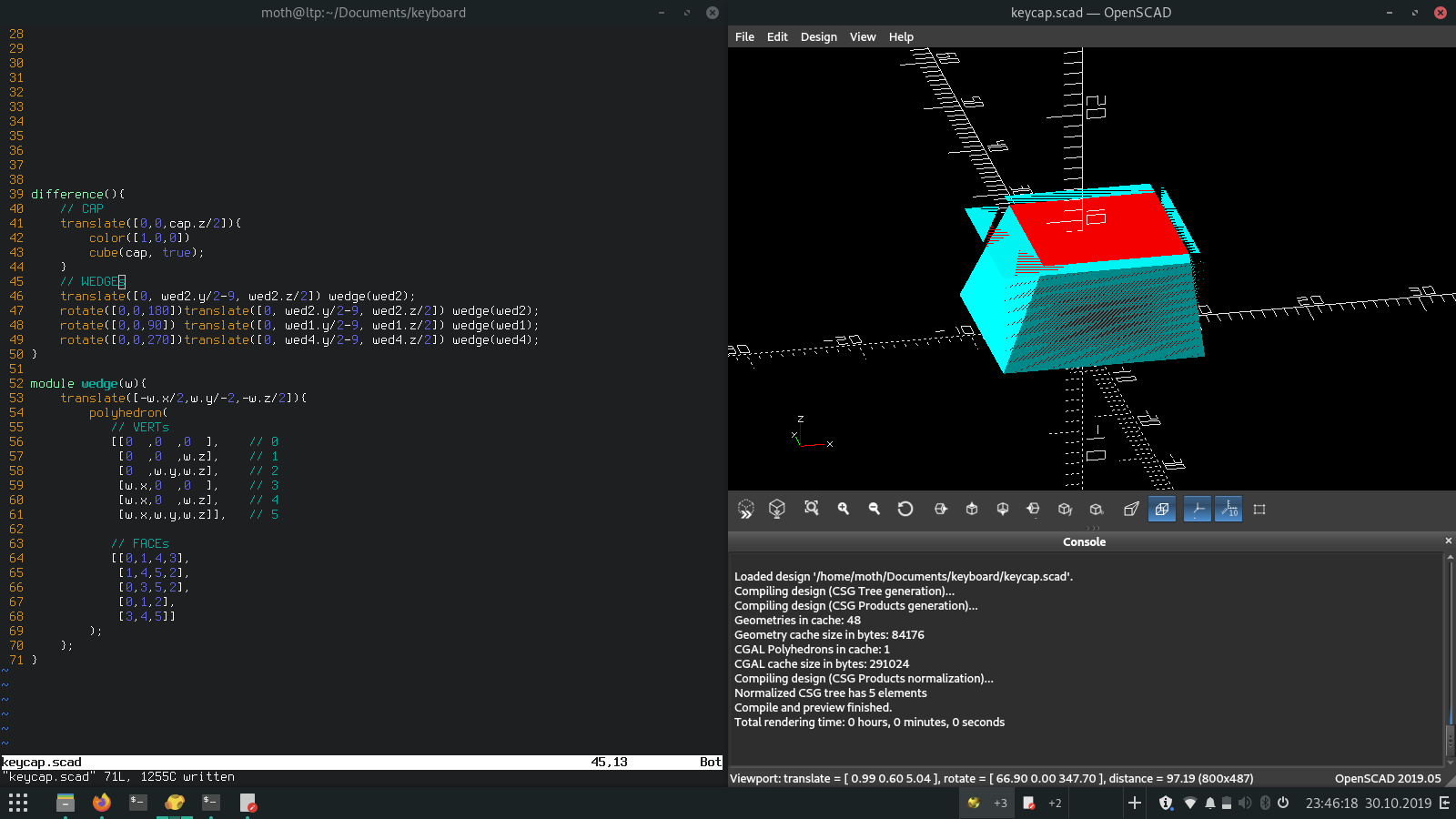 Why Does Openscad Render Differenced Objects Scrolller