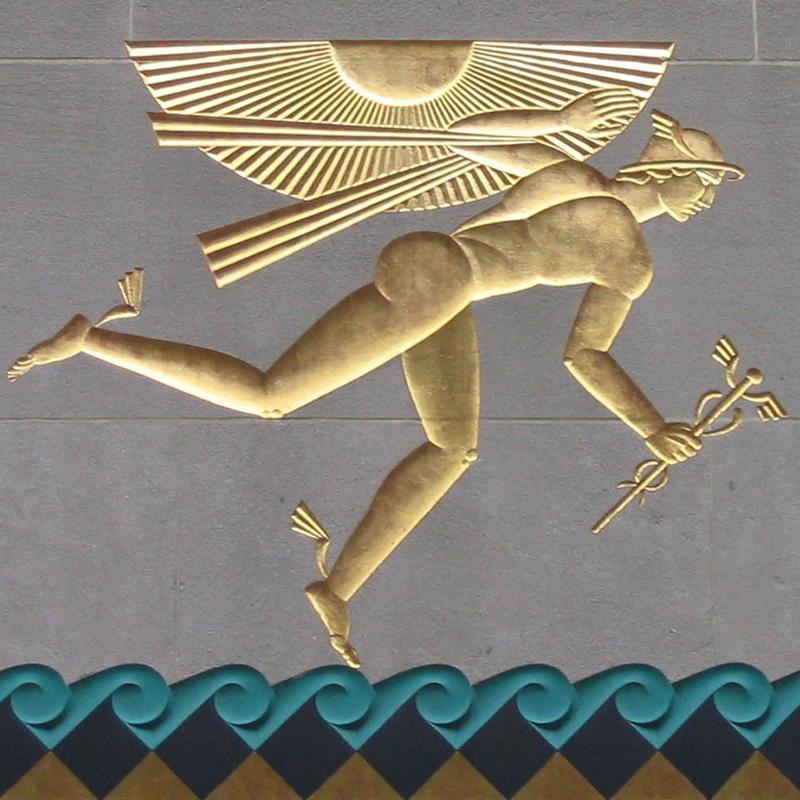 Winged Mercury at the Rockefeller Center, NYC. Designed by Lee Lawrie, 1933 | Scrolller