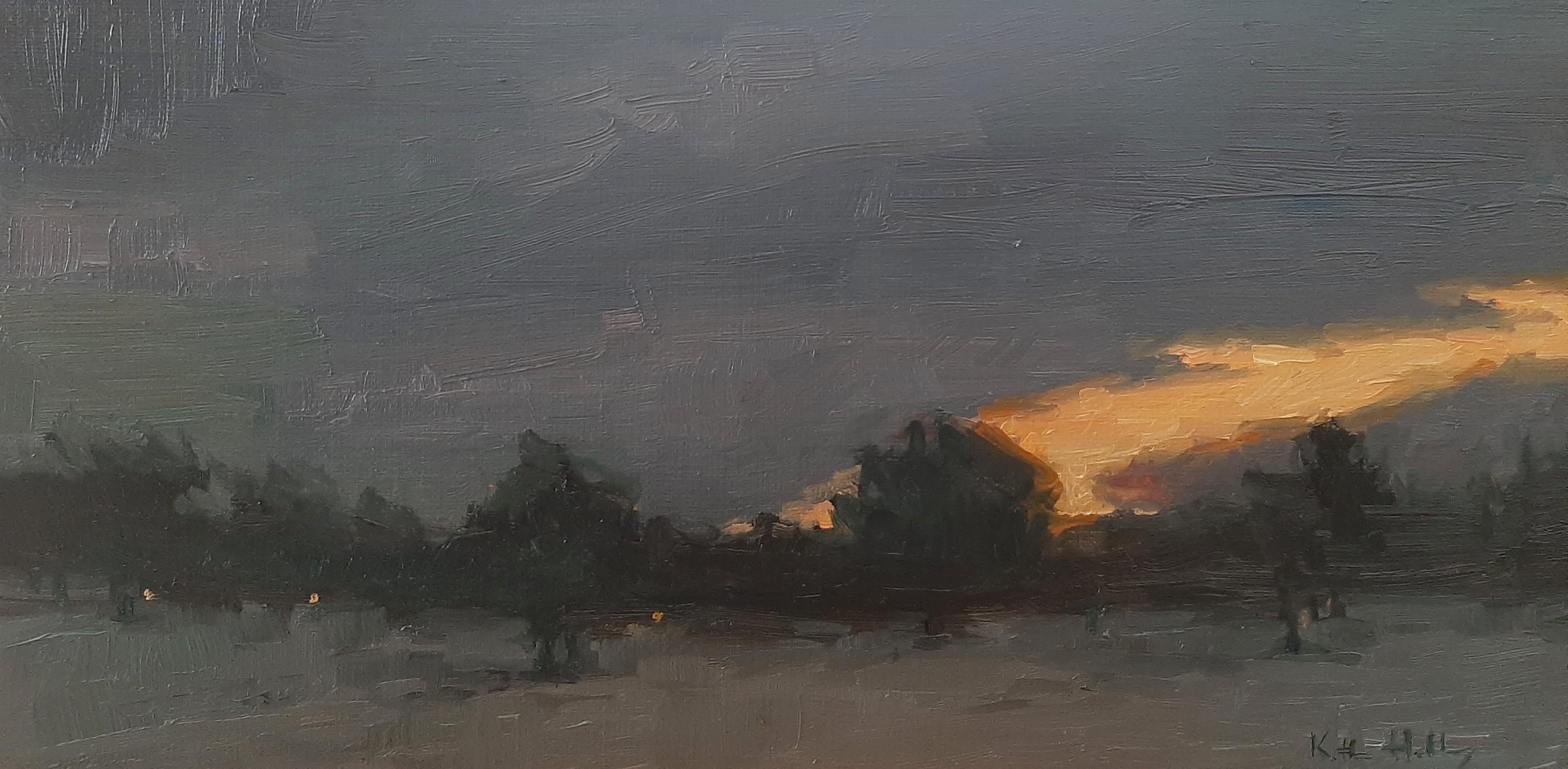 Little winter sunset oil painting | Scrolller