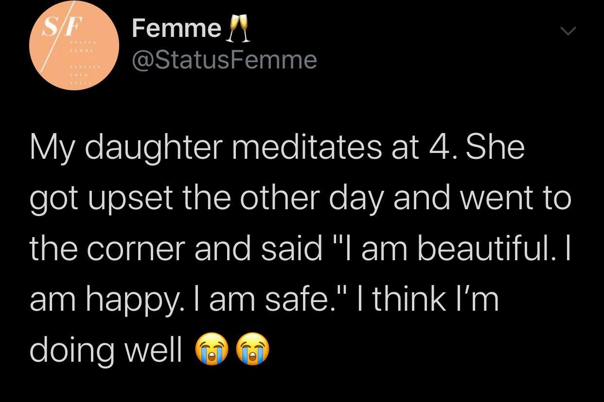 Woke meditating positive affirmation baby | Scrolller