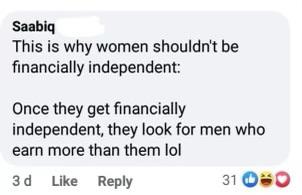 Women should not be financially independent. | Scrolller
