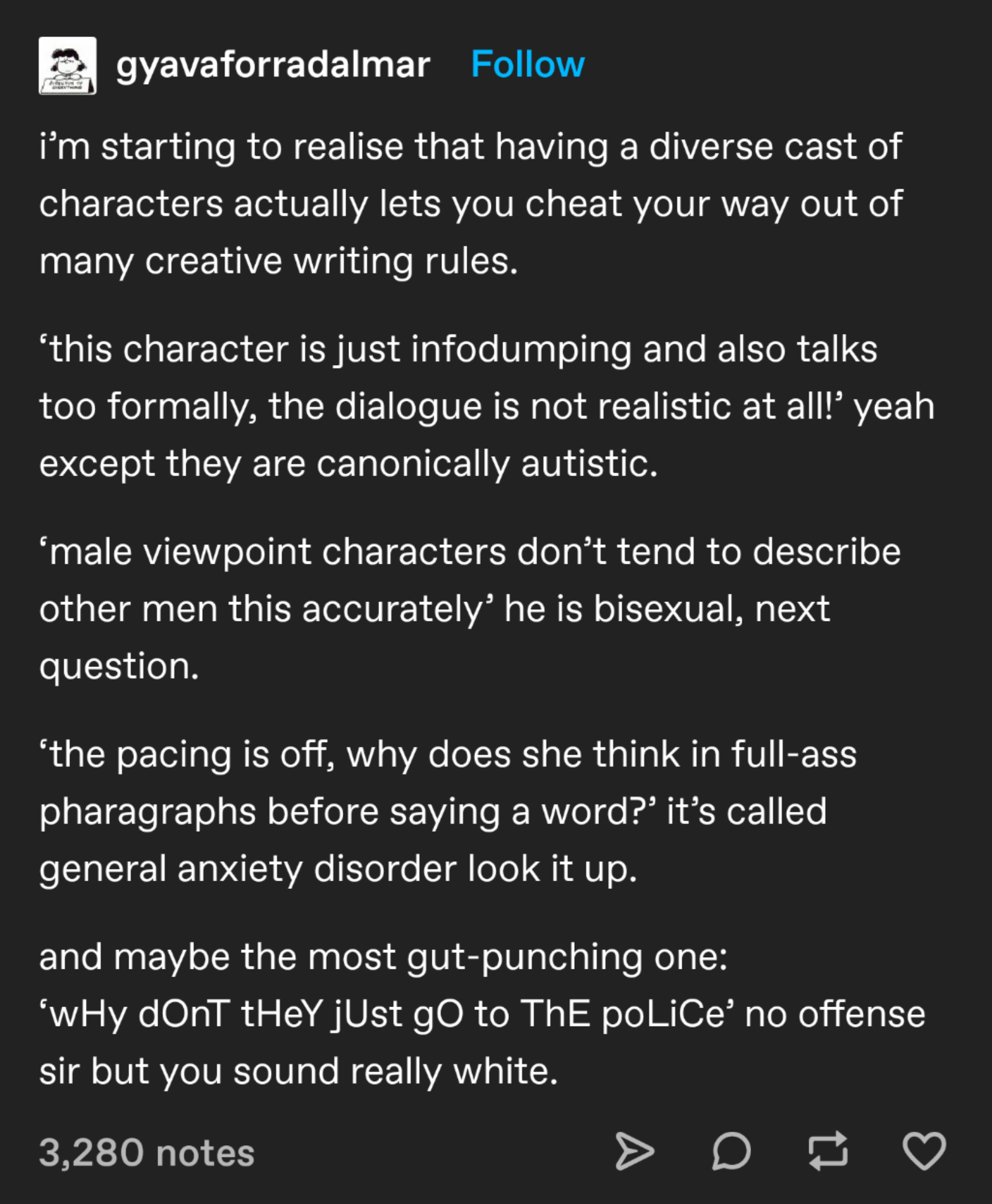 Writing thing and uh diversity | Scrolller