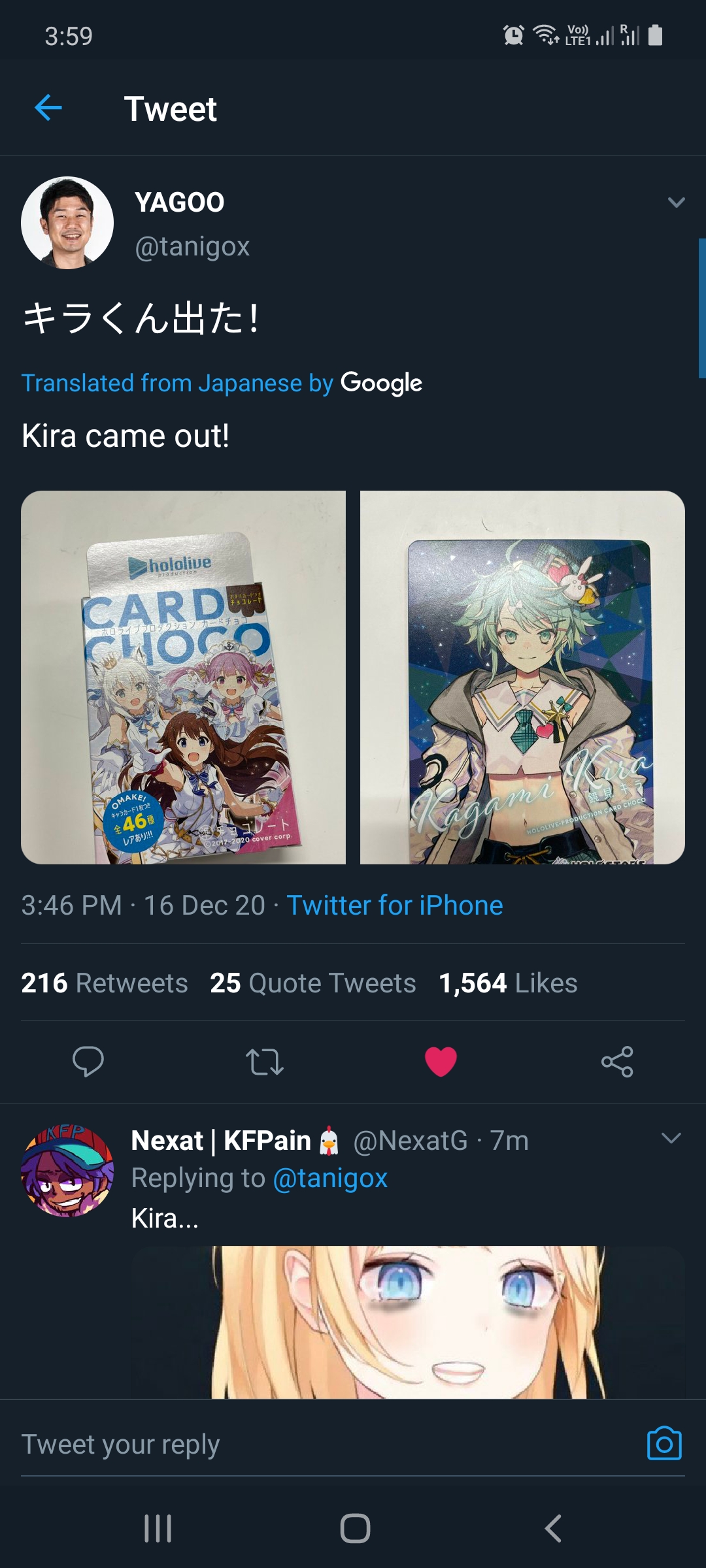 Yagoo pulls out Kira card from Hololive Chocos | Scrolller