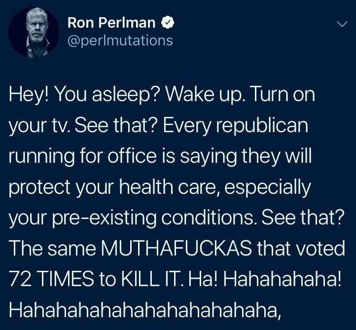 You did it. You broke Ron Perlman. | Scrolller