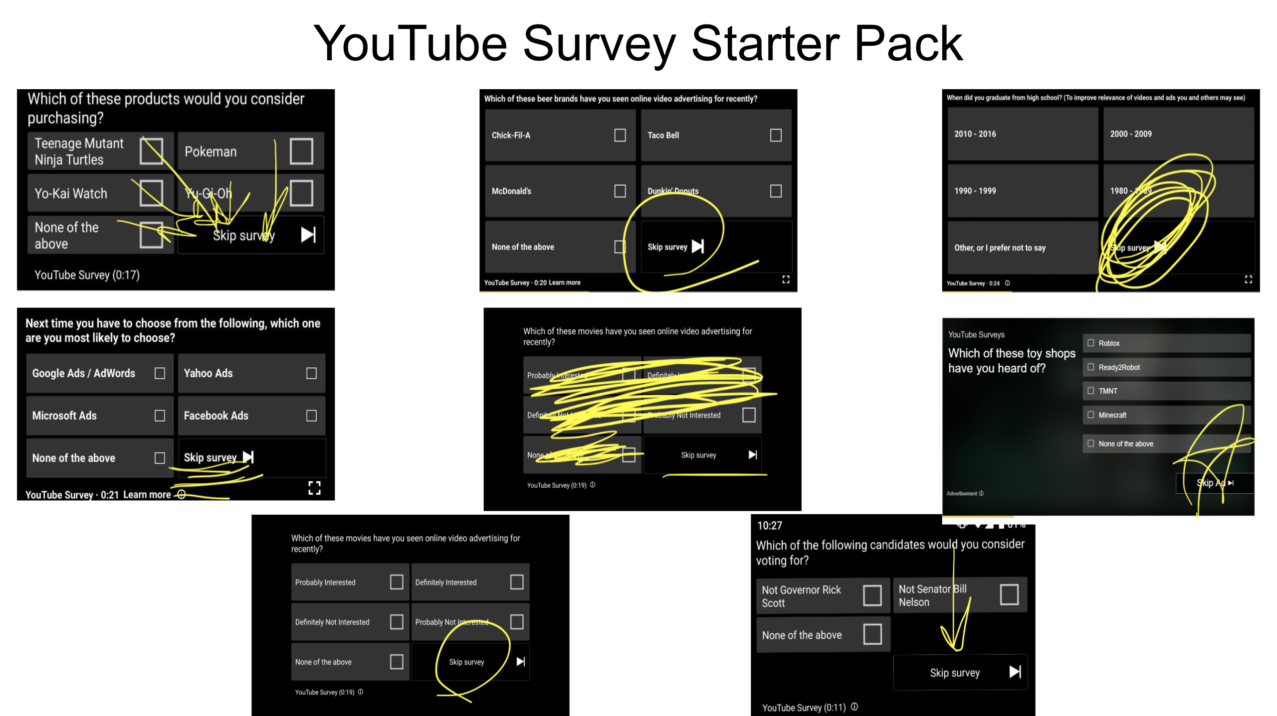 YouTube Survey Starter Pack | Scrolller