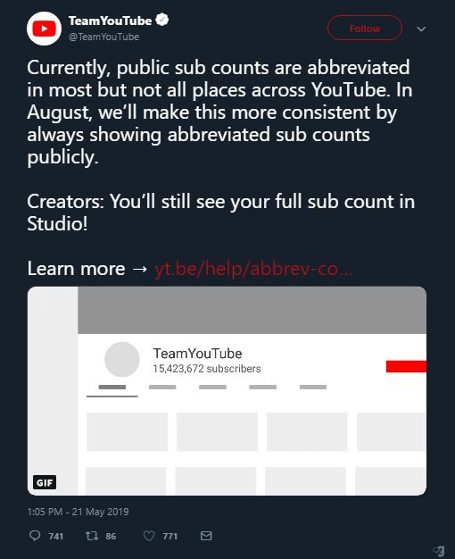 YouTube wants to change the way people's subcounts look for absolutely no reason... | Scrolller