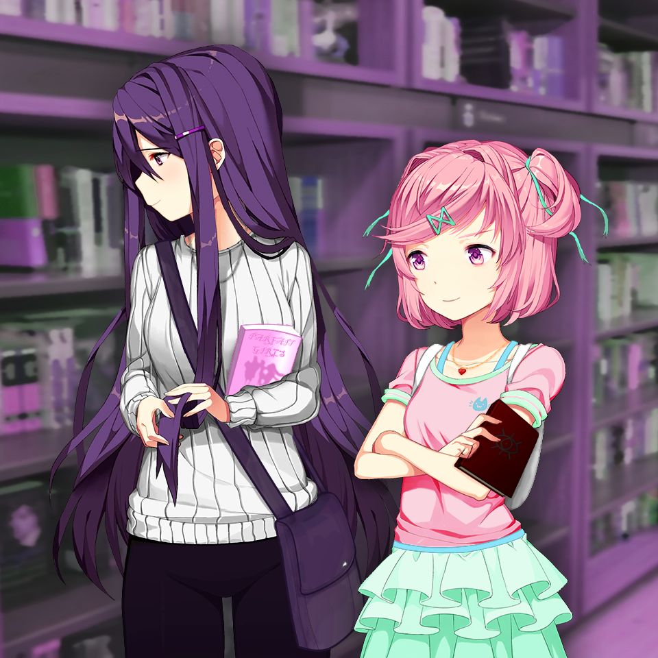 Yuri and Natsuki visit the Bookstore! | Scrolller