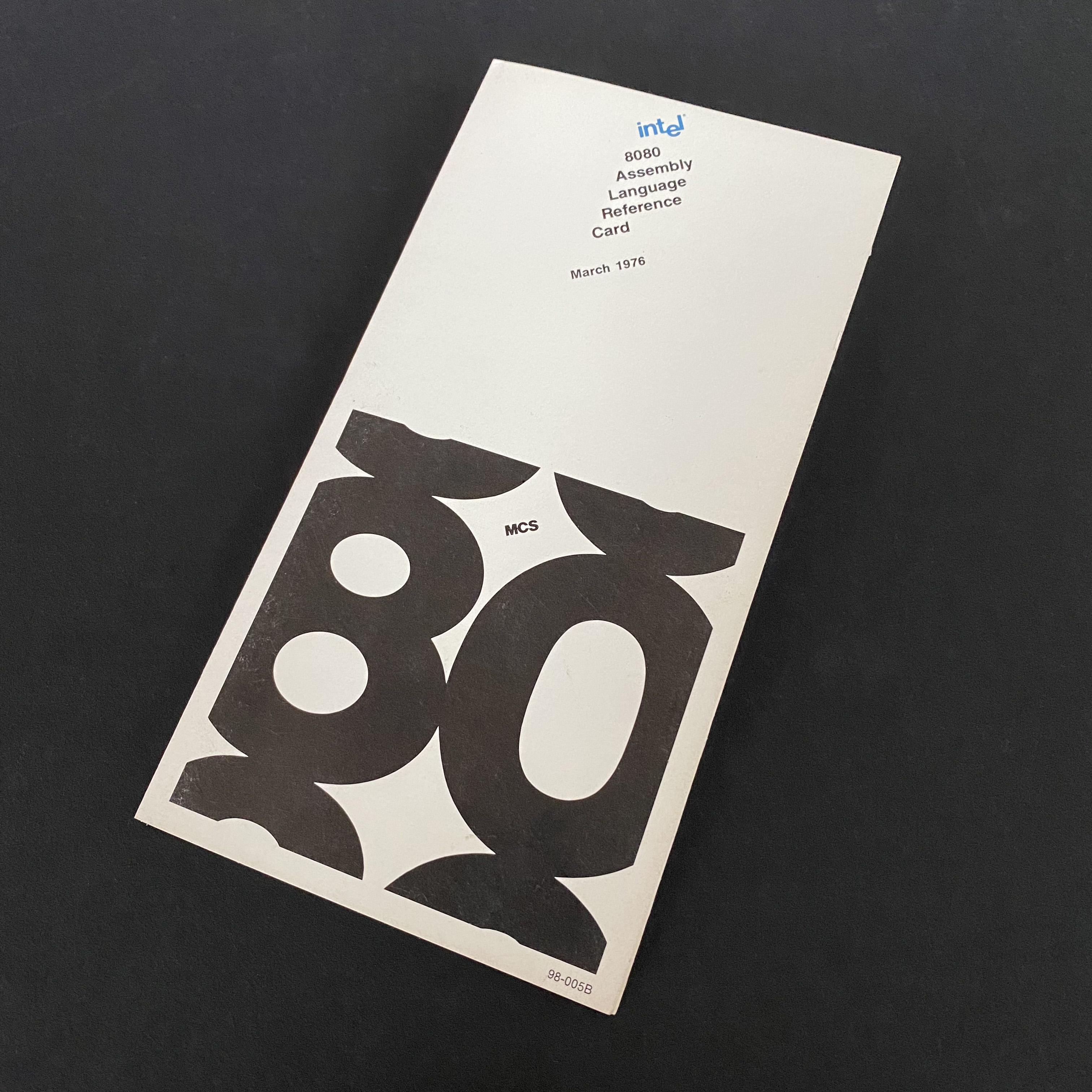 1976 Intel 8080 assembly language reference card. | Scrolller