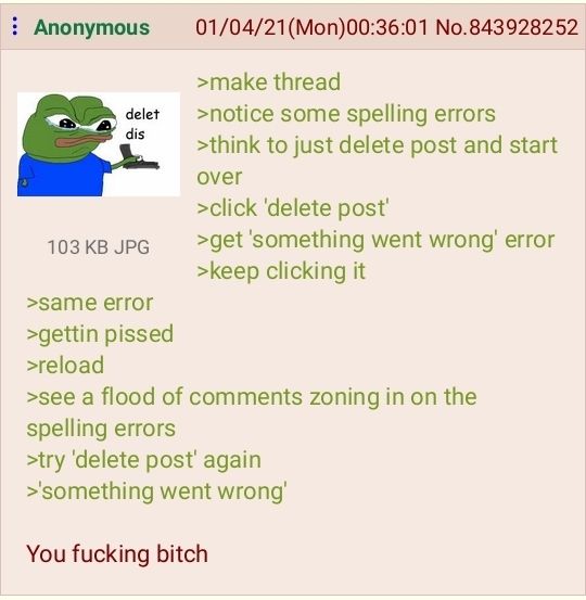 4chan wont delete anons thread | Scrolller