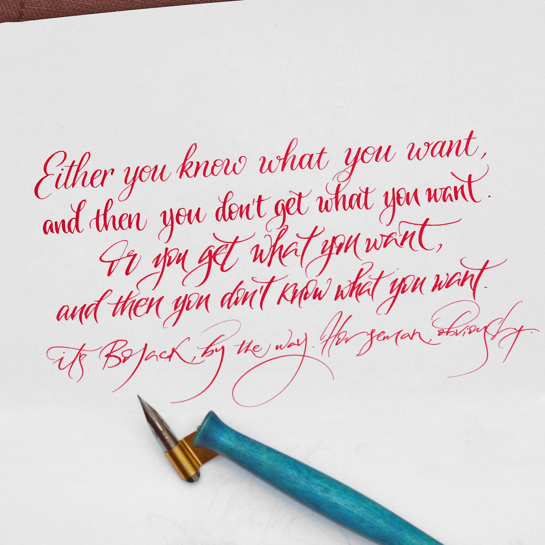 5 styles of modern calligraphy for one Bojack quote | Scrolller