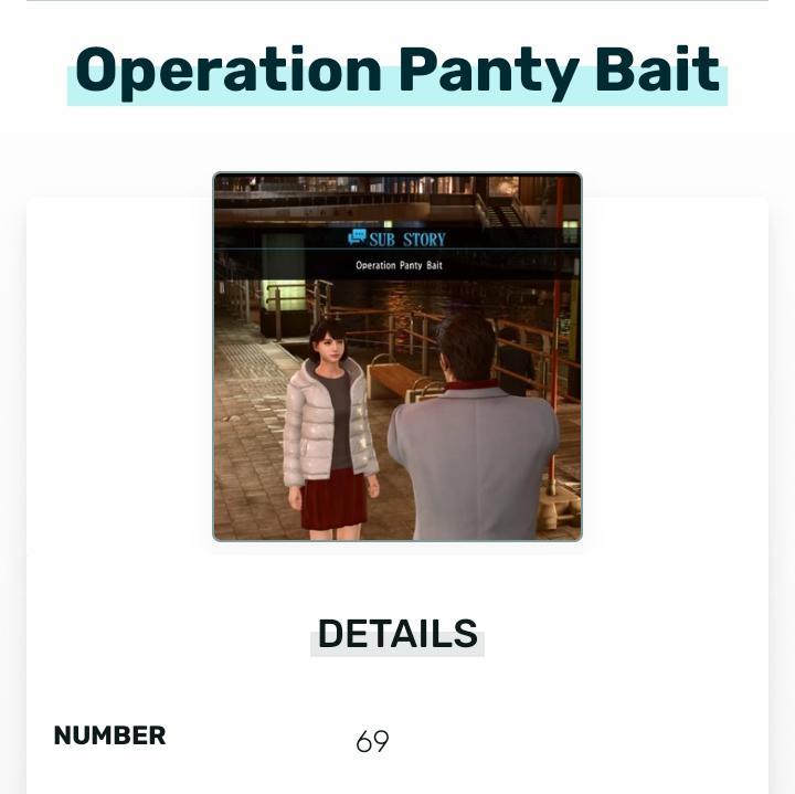 69th Substory is Operation Panty Bait. Nice. ( ͡° ͜ʖ ͡°) | Scrolller
