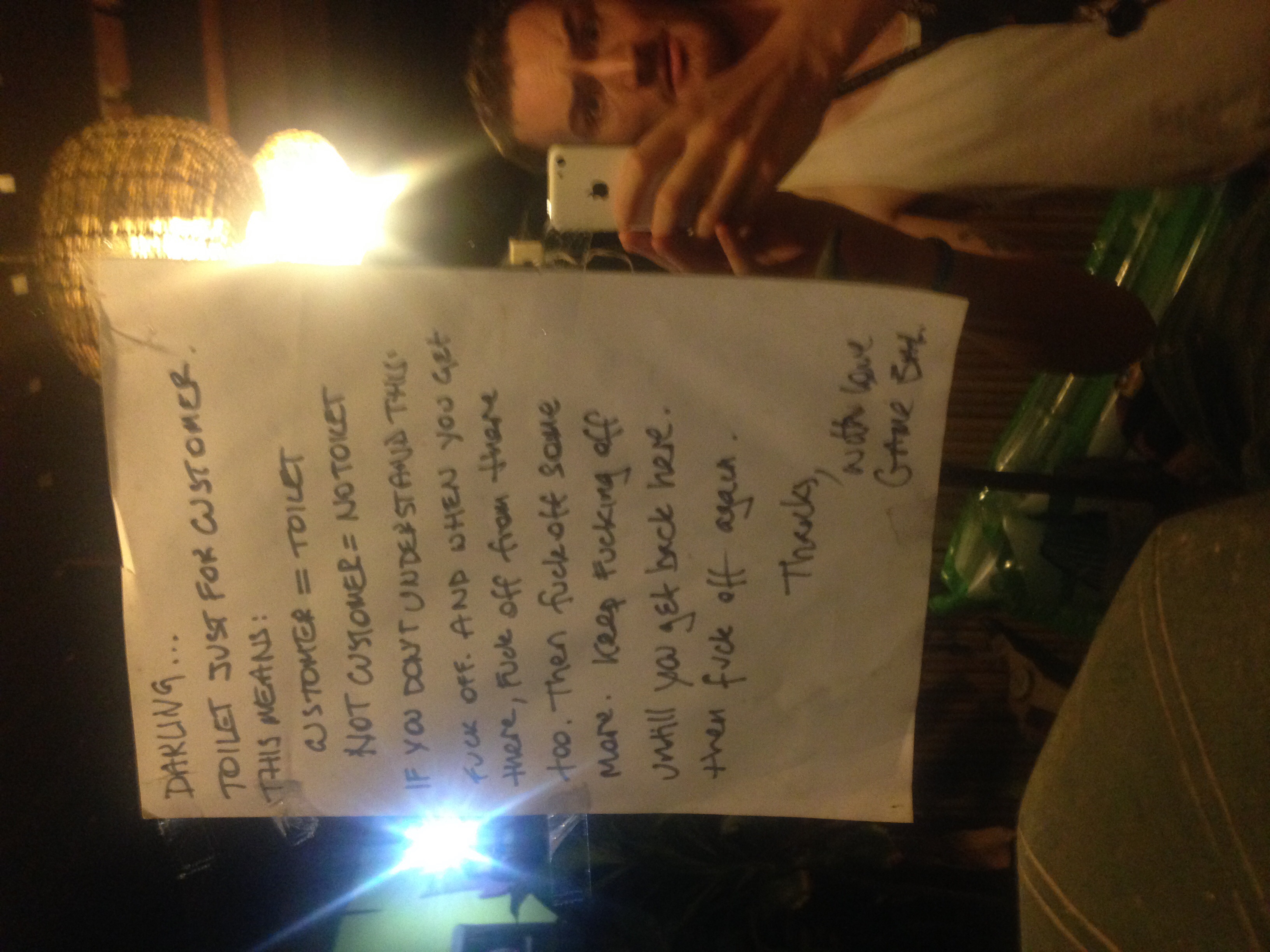 A bar in thailands polite notice to patrons about to use the facilities. | Scrolller