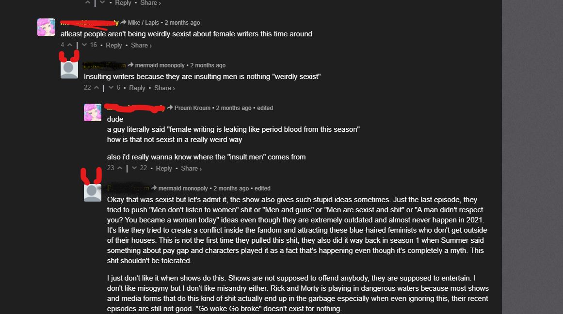 A comment section about Rick and Morty S5E5. Fucking incel. | Scrolller