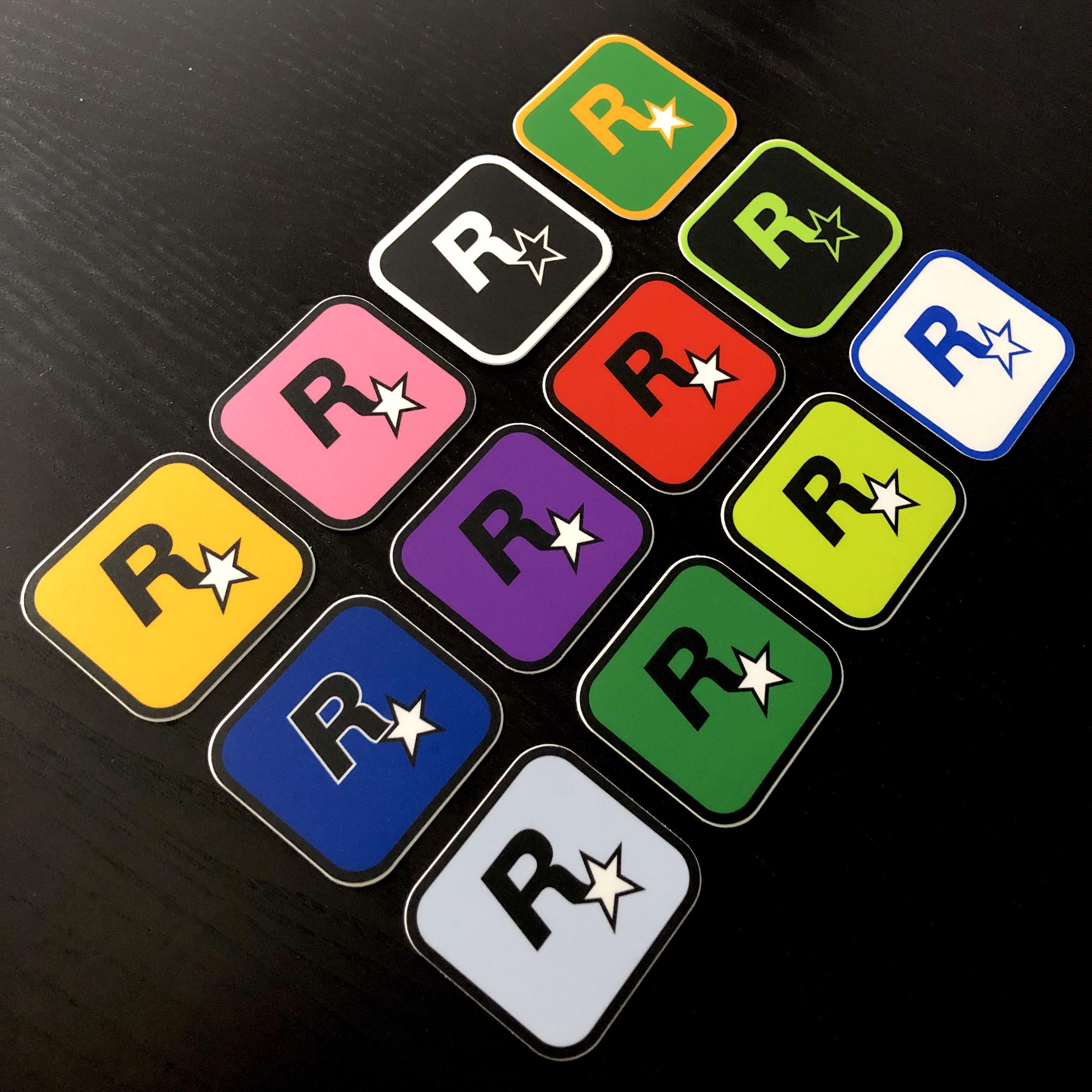 ⭐️⭐️A complete set of all the Rockstar logos as vinyl stickers with ...