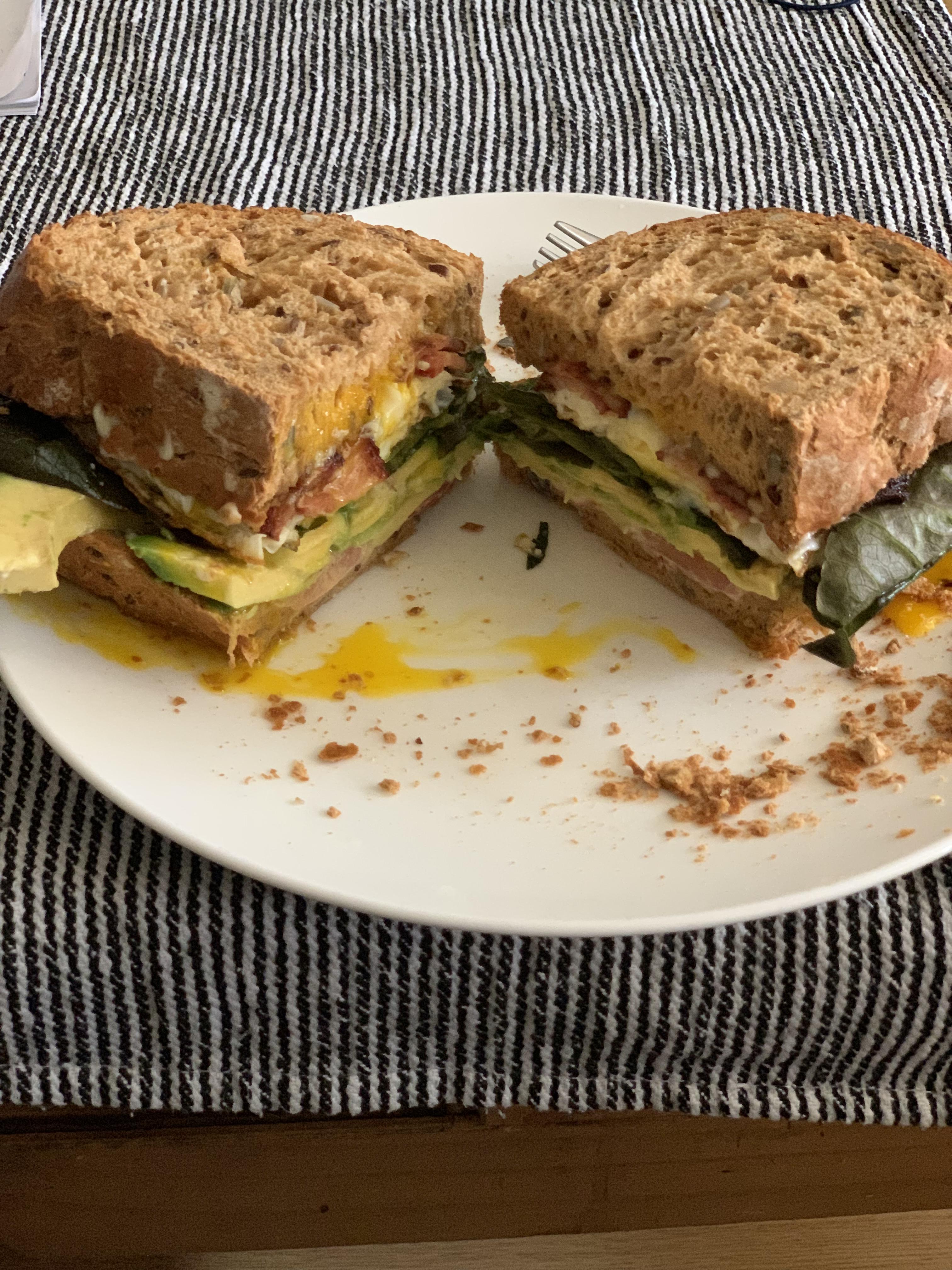 A cross section of my epic breakfast sandwich. | Scrolller