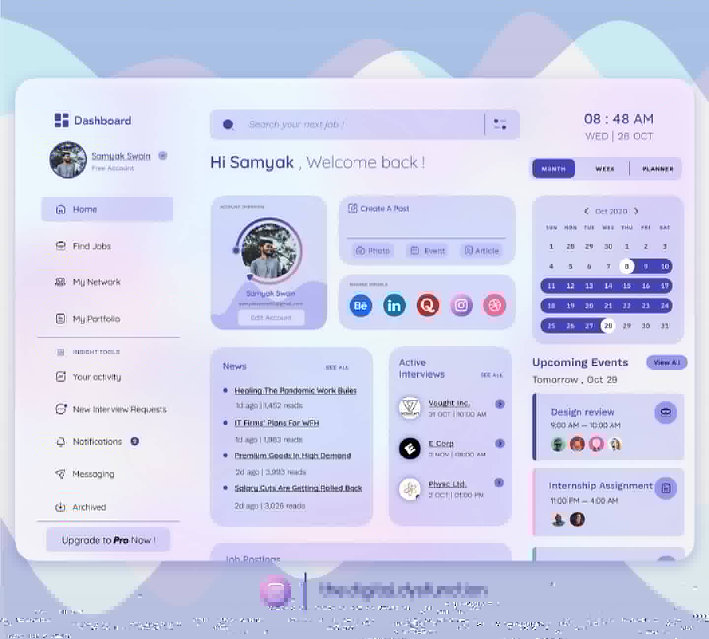 A Job Dashboard UI design ! Created on Figma. Suggestions are well ...