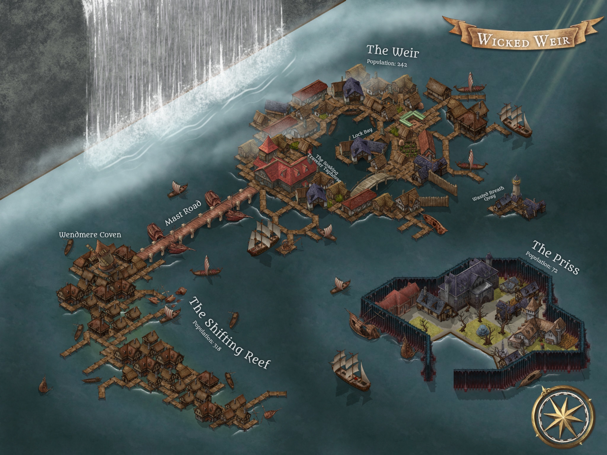 A map I made of an overgrown slum built on a massive river in my DnD campaign. | Scrolller