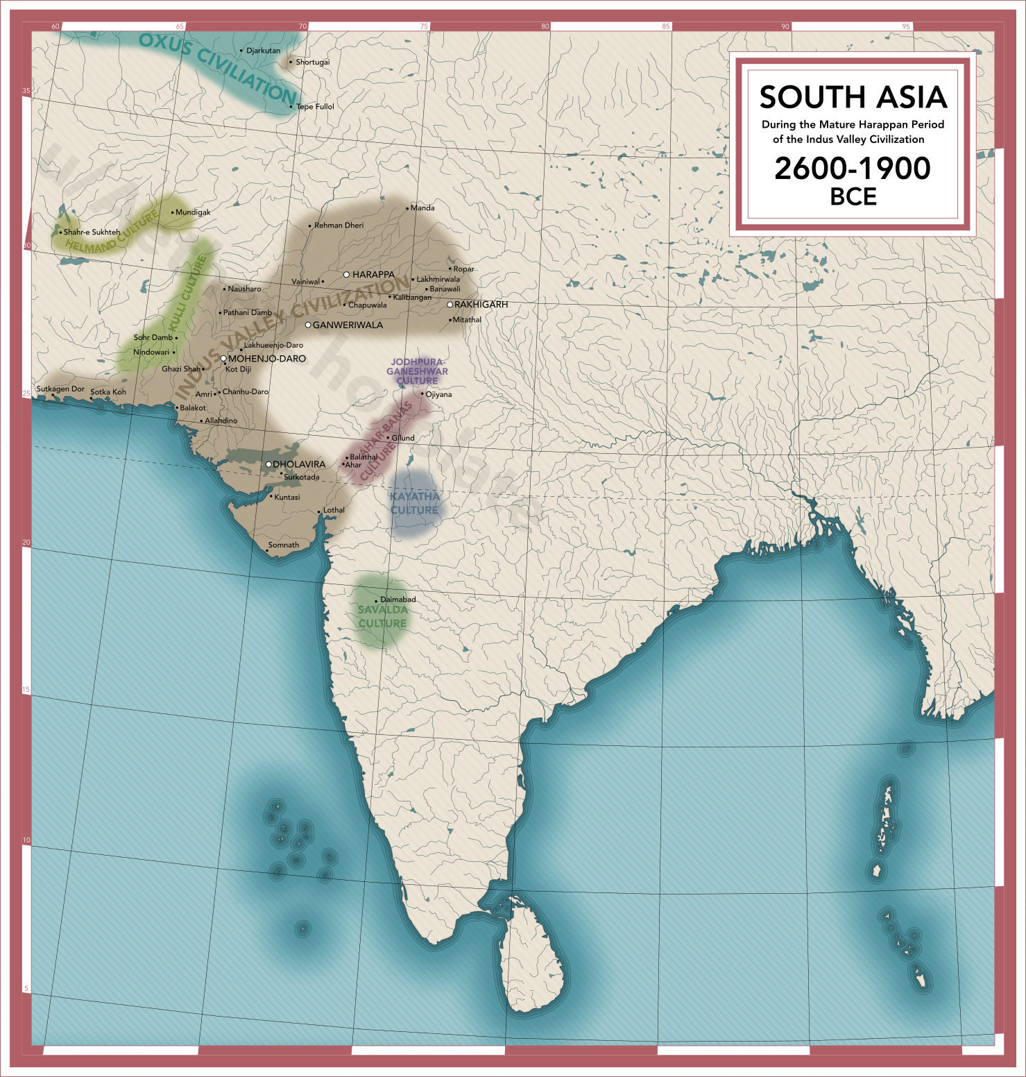 A map of South Asia and its cultures and civilizations during the Indus ...
