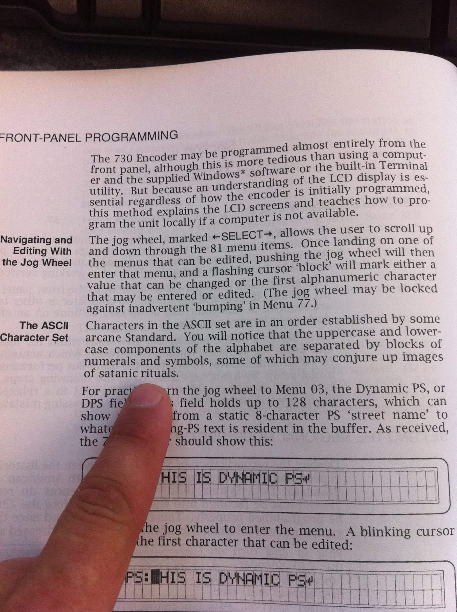 A note on the ASCII character set from an instruction manual... | Scrolller