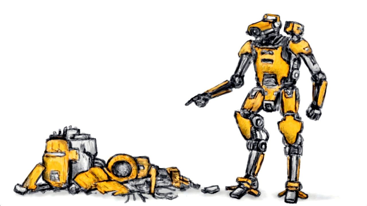 A Robot | drawing time-lapse | Scrolller