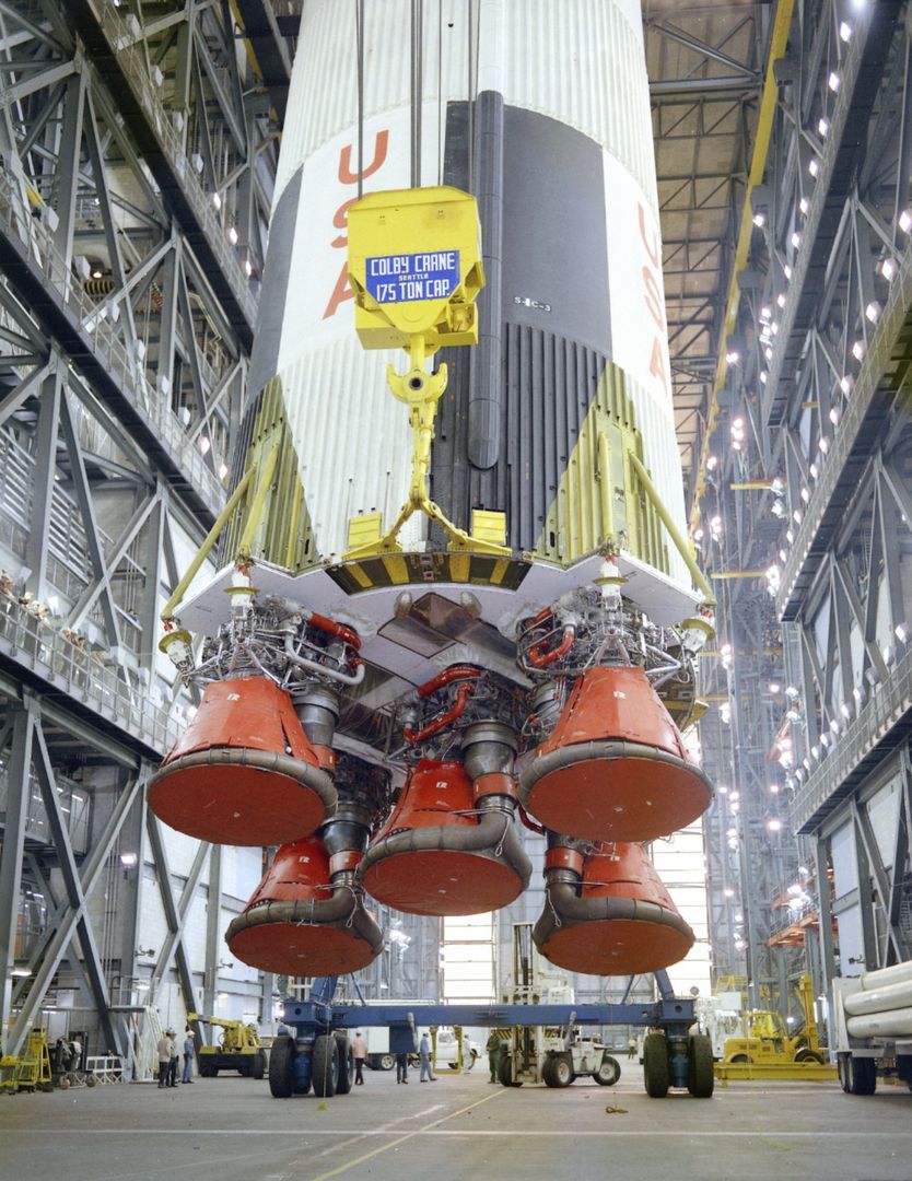 A Saturn V rocket and its five F-1 engines. | Scrolller