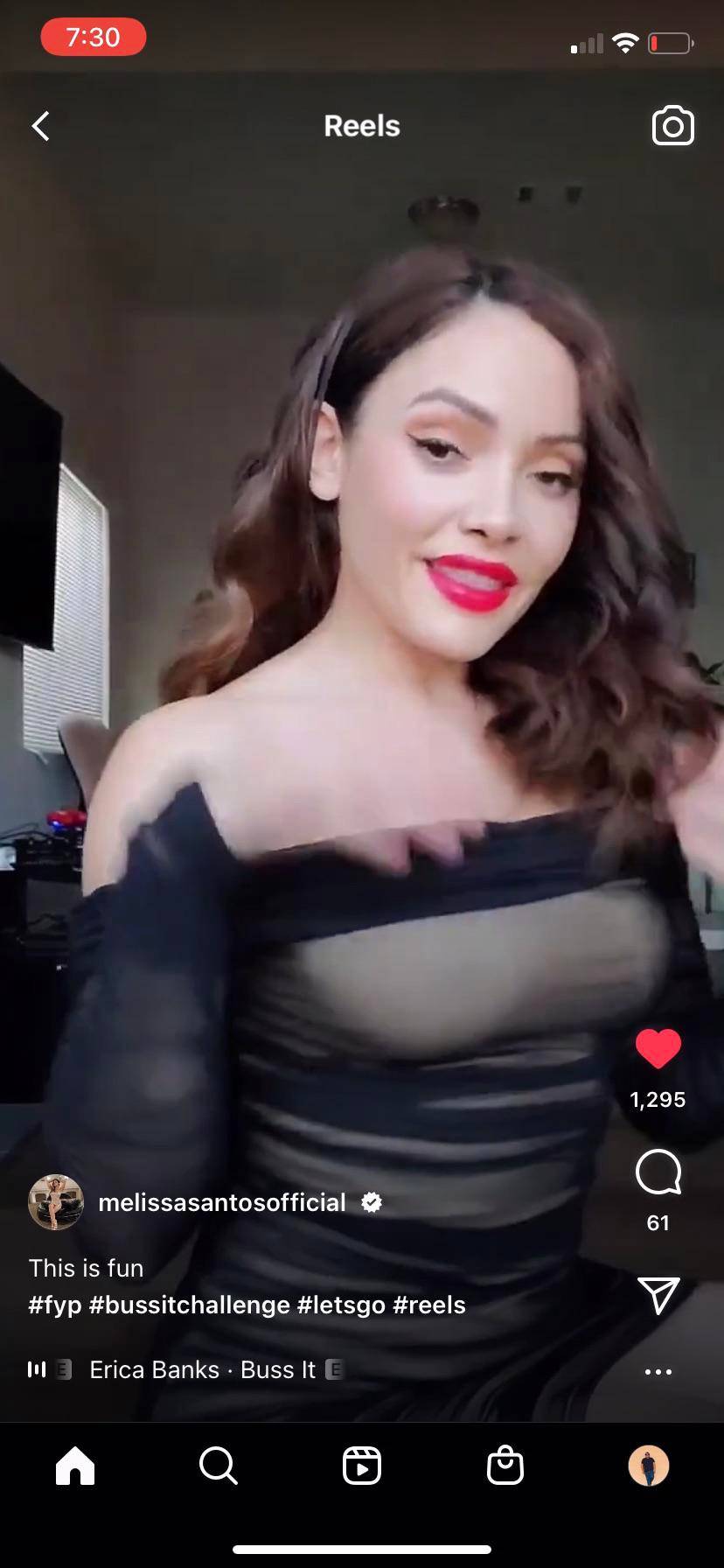 A screenshot of Melissa santos doing the bussitchallenge | Scrolller