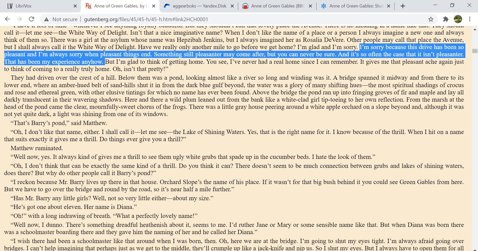 A snippet from Anne of Green Gables(The novel). The highlighted line is so beautiful and are my ...
