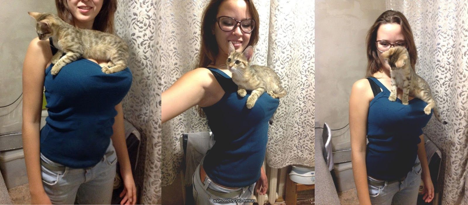 Absolute beauty with glasses love to balance cats on her huge boobs | Scrolller
