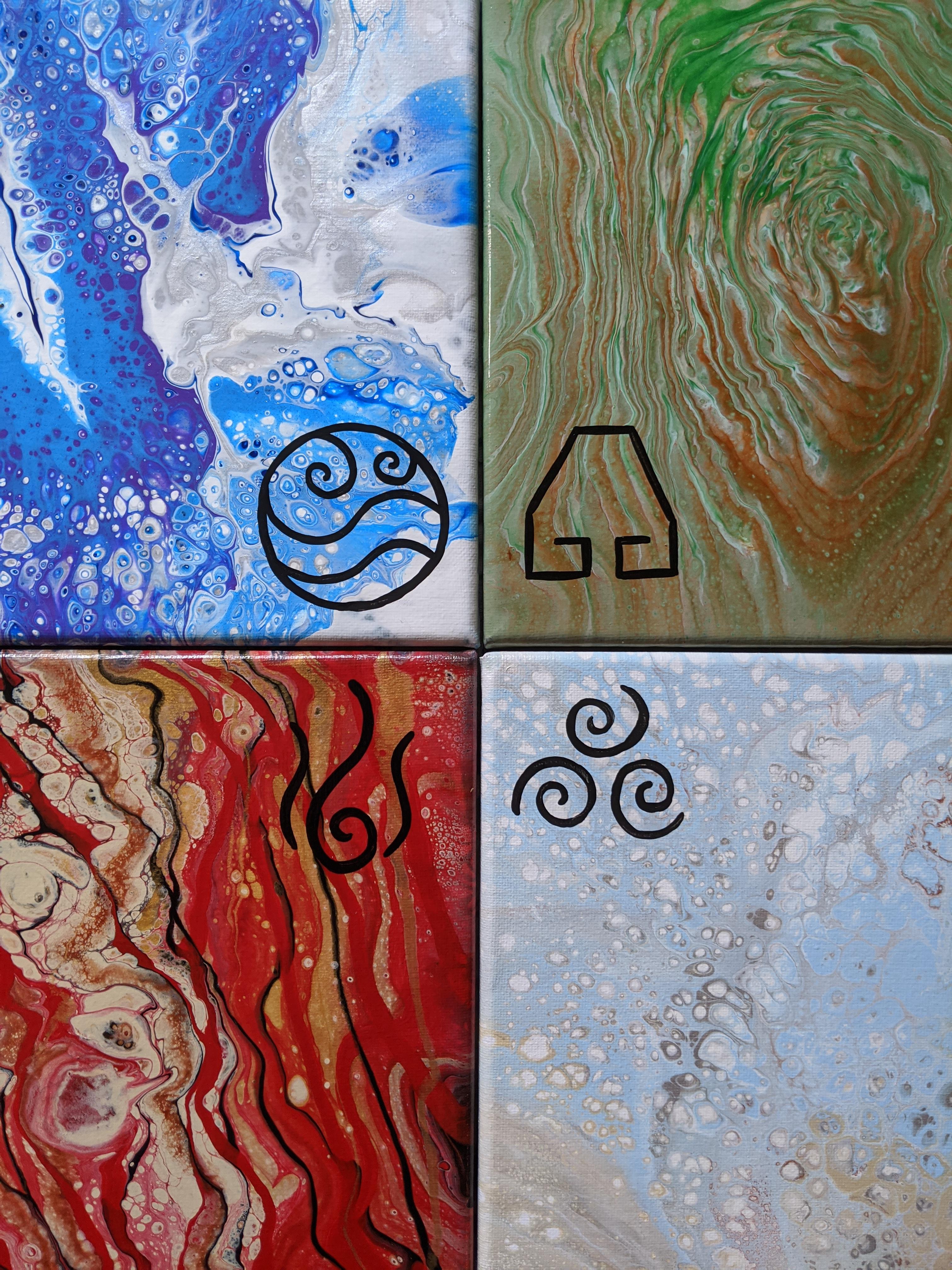 Acrylic paint pours inspired by the 4 elements | Scrolller