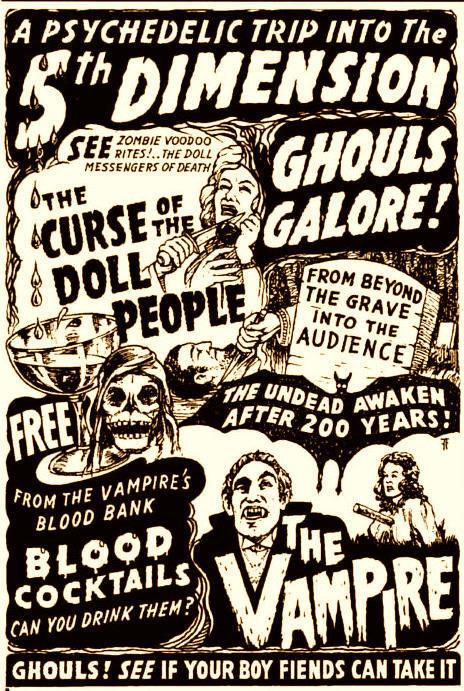 Ad for double feature of The Curse of the Doll People (1961) and The Vampire (1957) | Scrolller